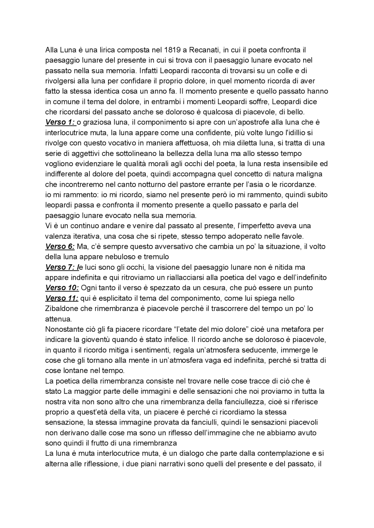Analisi dettagliata della lirica "Alla luna" di Giacomo Leopardi ...