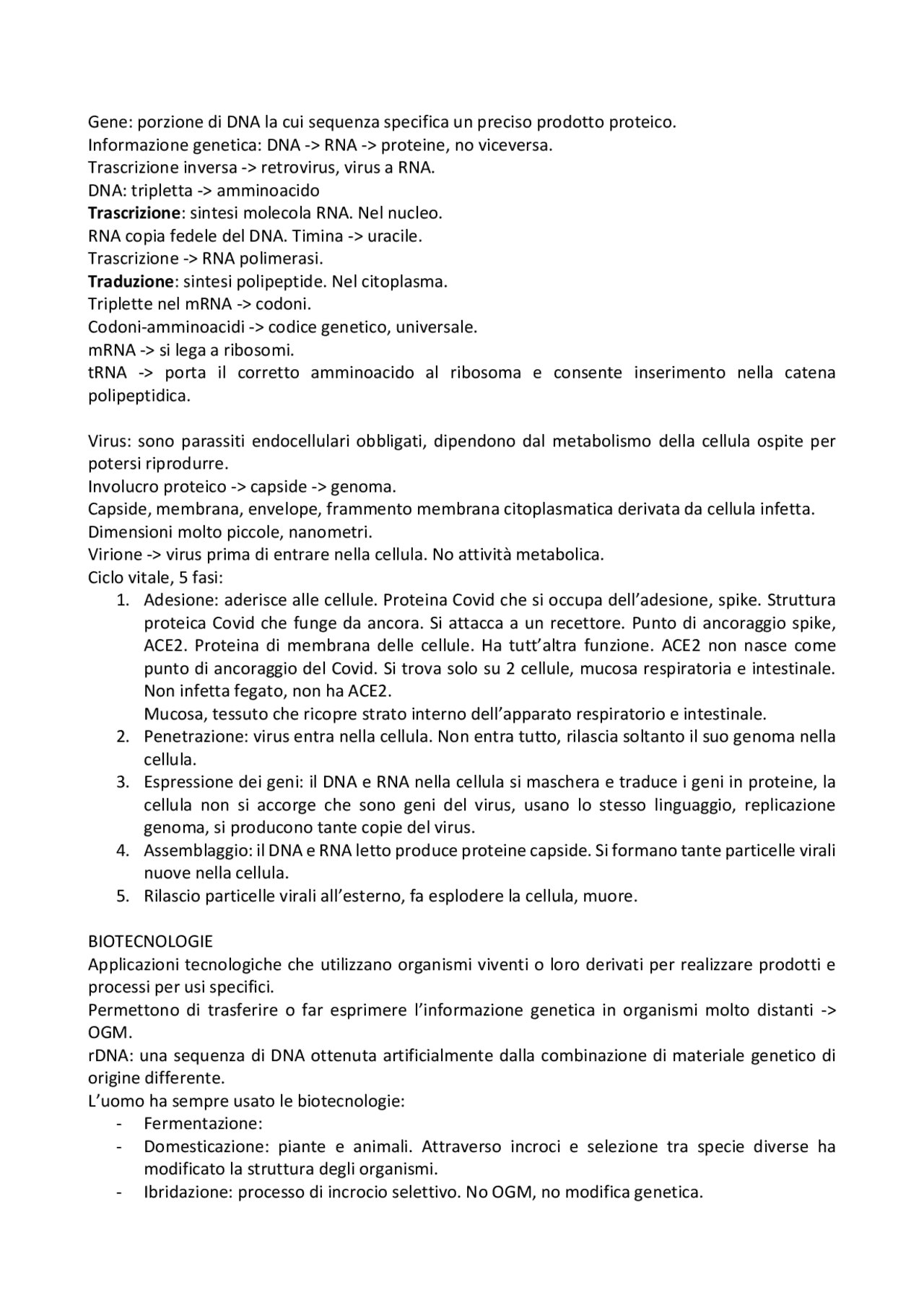 Schemi Biotecnologie Docsity