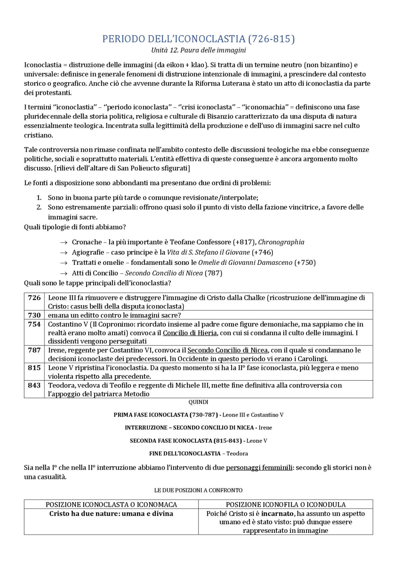 STORIA DELL'ARTE BIZANTINA DEL PERIODO ICONOCLASTA - Docsity