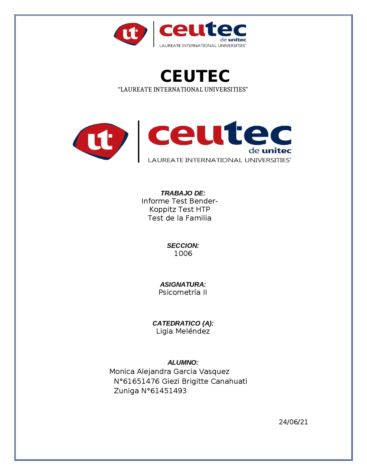 Informe Psicometrico Apuntes De Psicometría Docsity