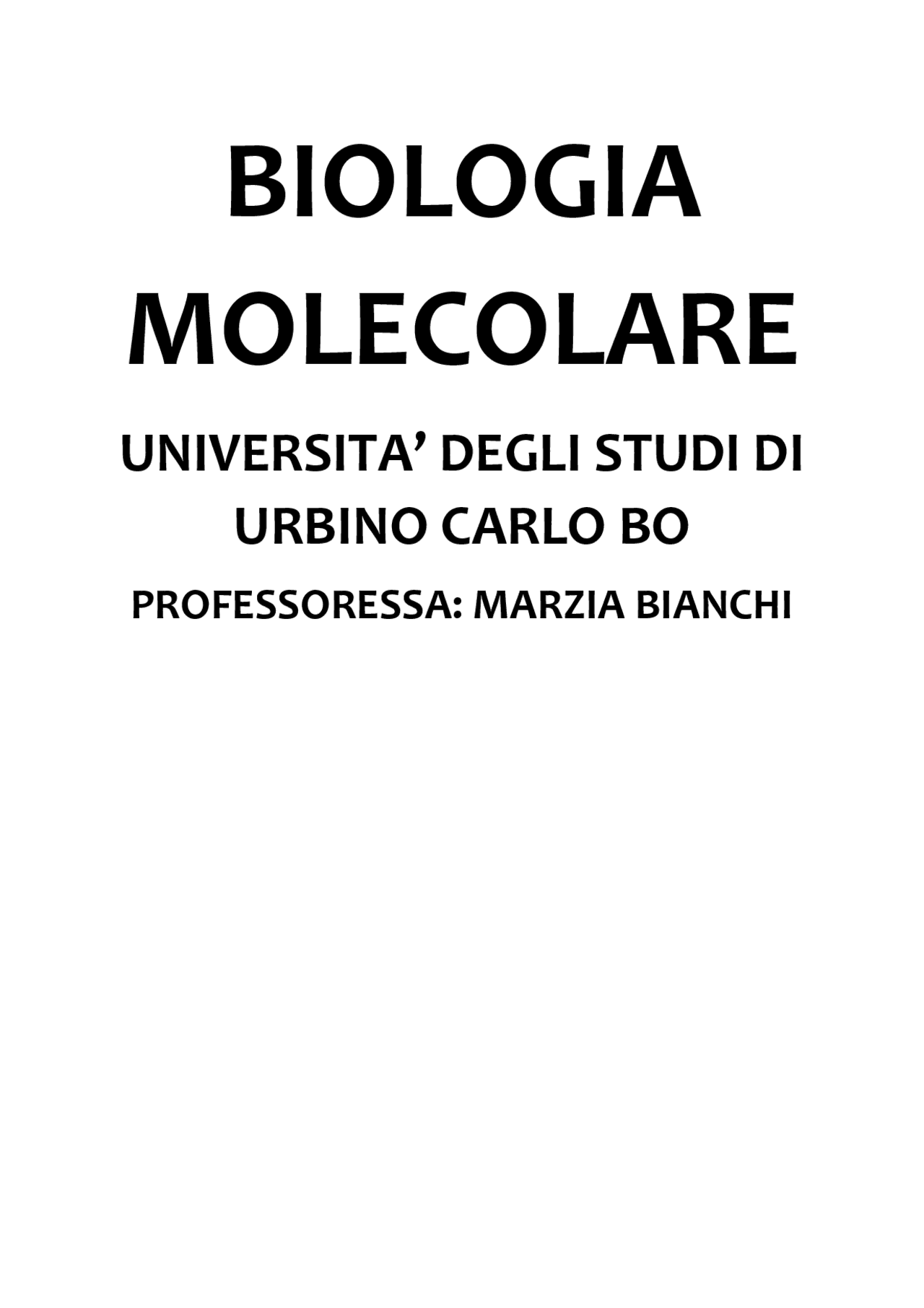 Biologia Molecolare 2° Anno Docsity