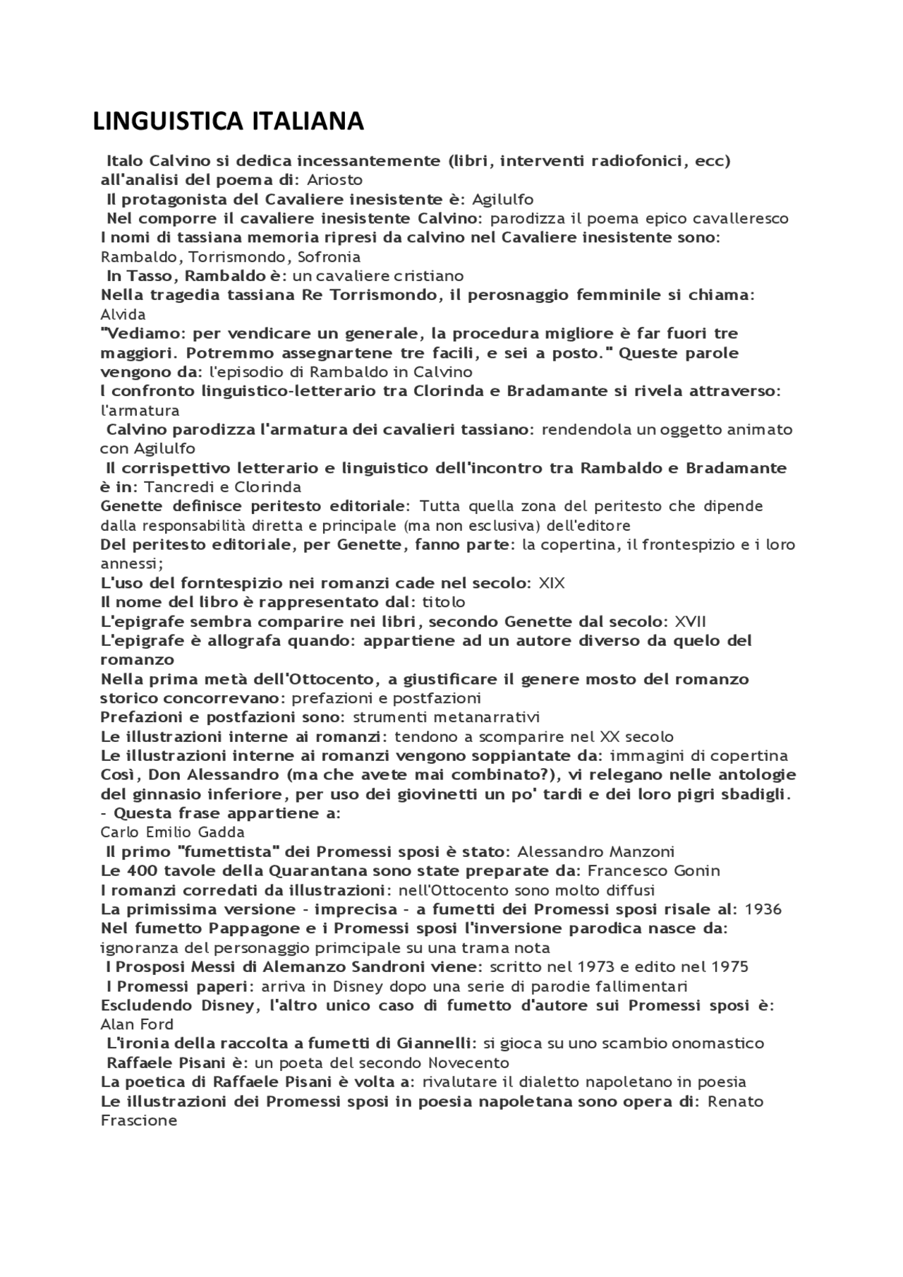 Panieri Linguistica Italiana Docsity