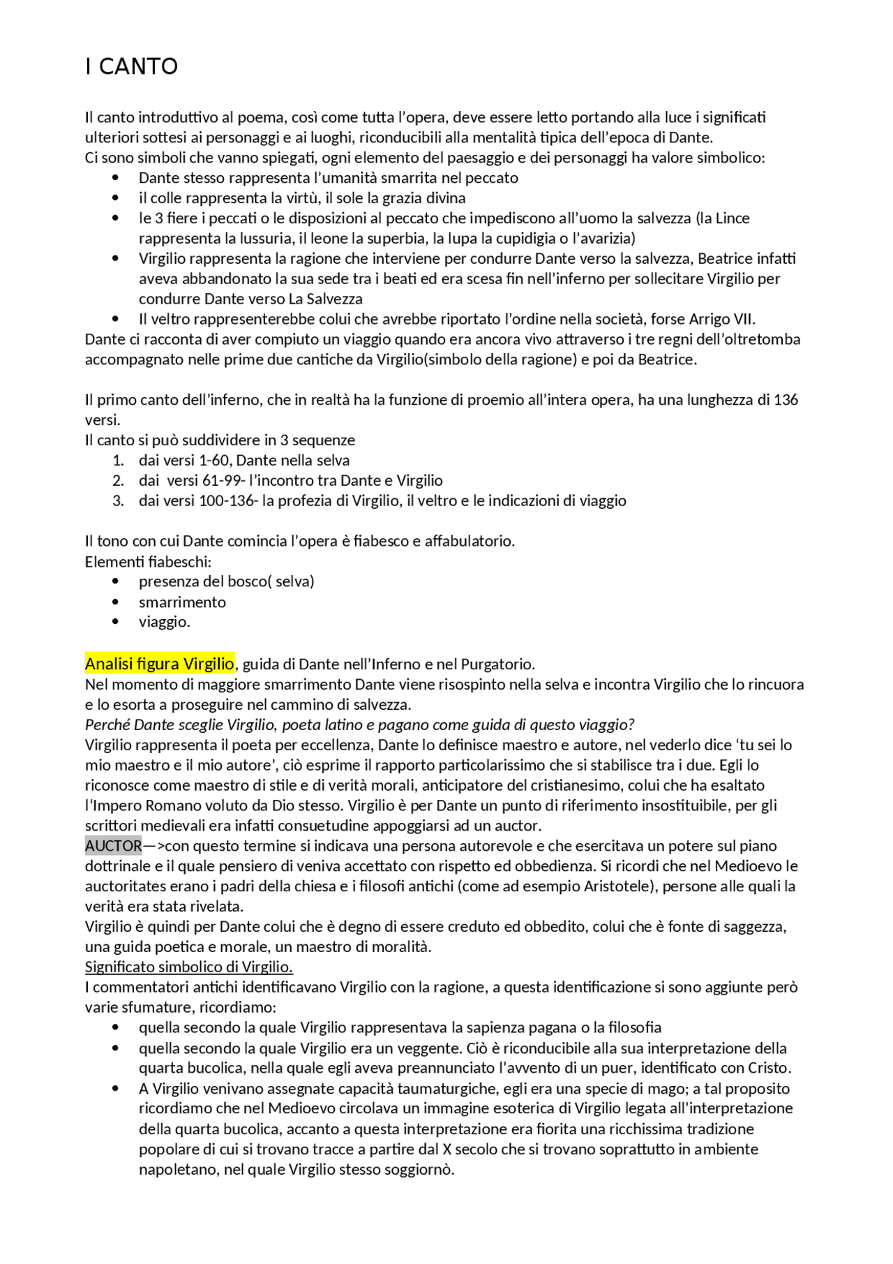 I canto della Divina Commedia - Docsity