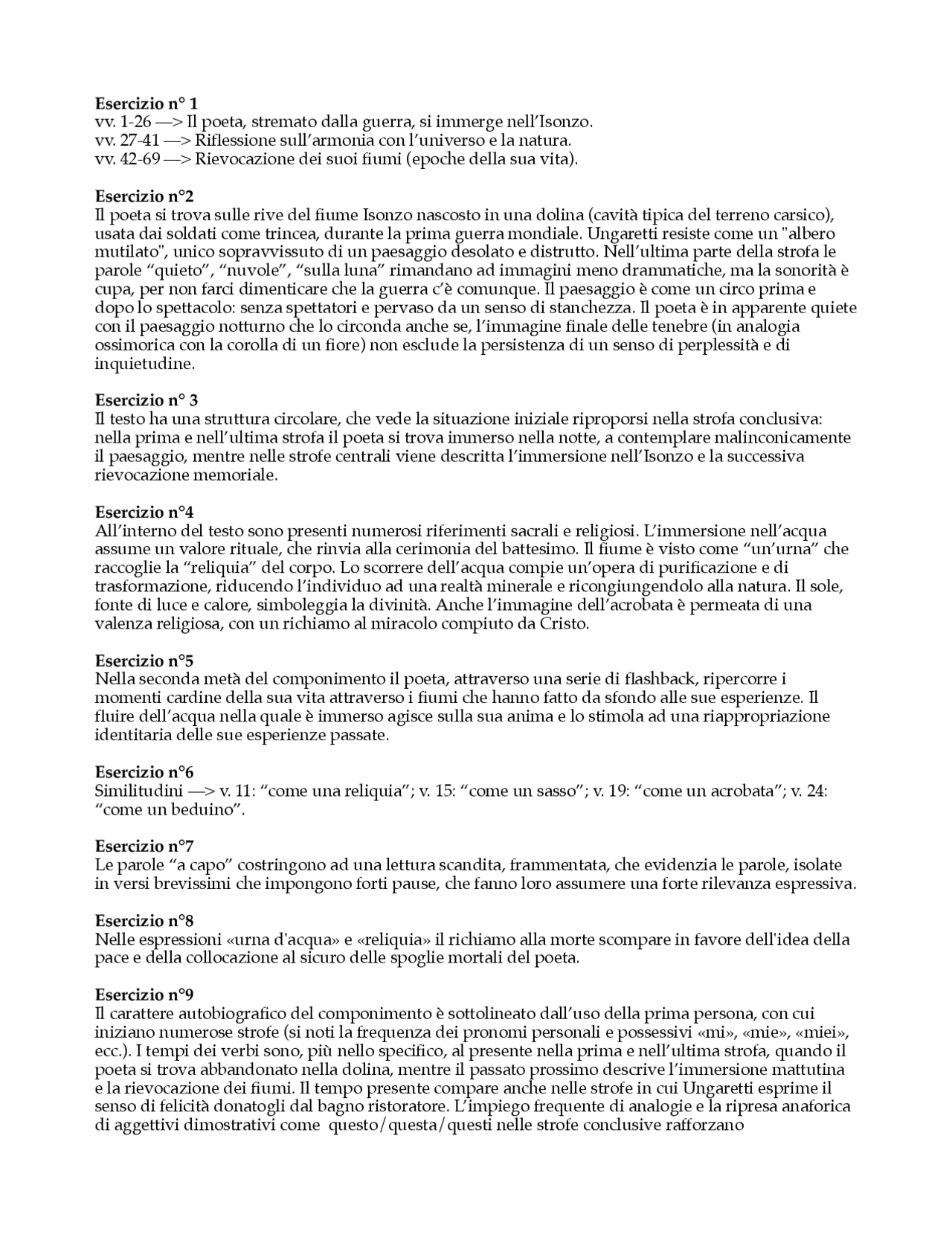Analisi Del Testo I Fiumi Di Ungaretti Docsity