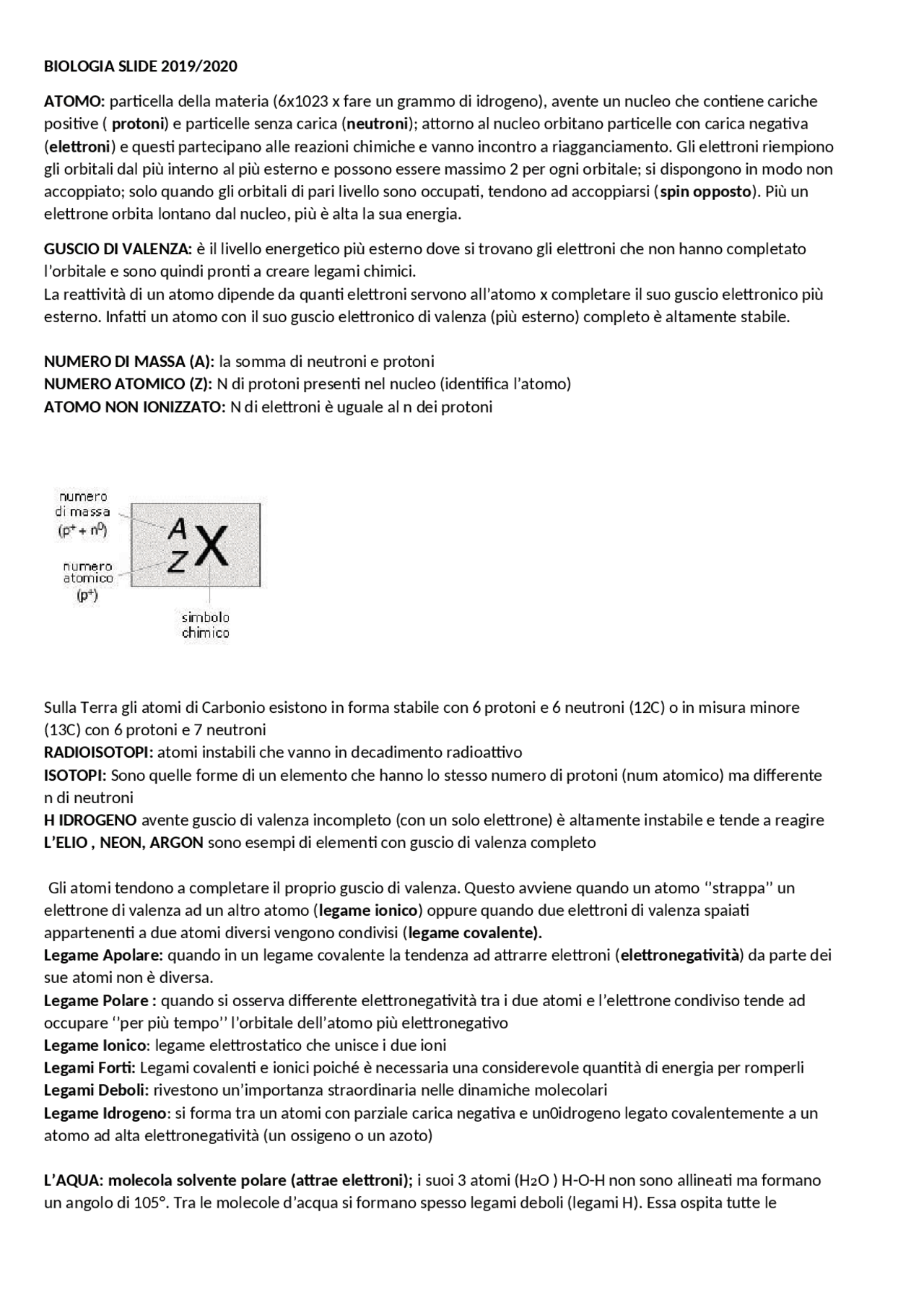 Appunti Sintesi Elementi Di Biologia Docsity