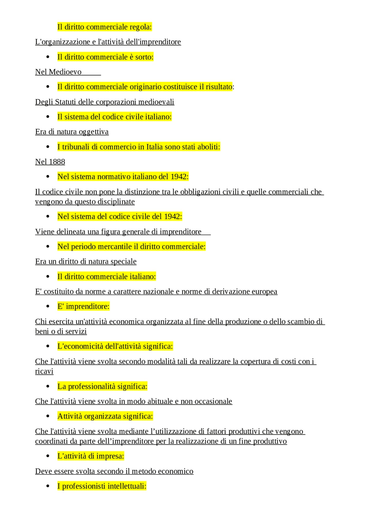 Diritto Commerciale Università Pegaso Docsity