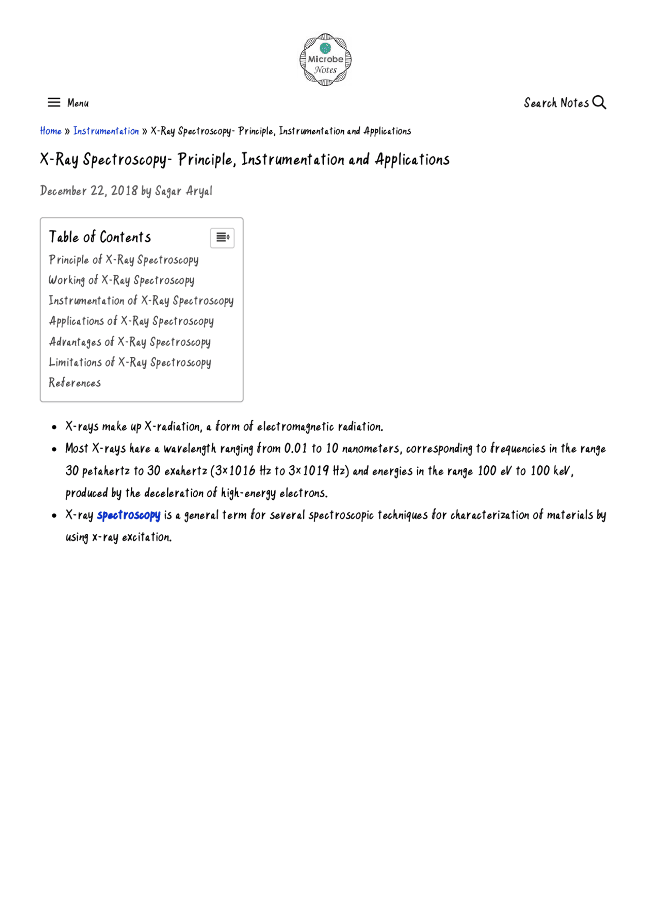 X-ray spectroscopy principle, instrumentation, uses | Summaries ...