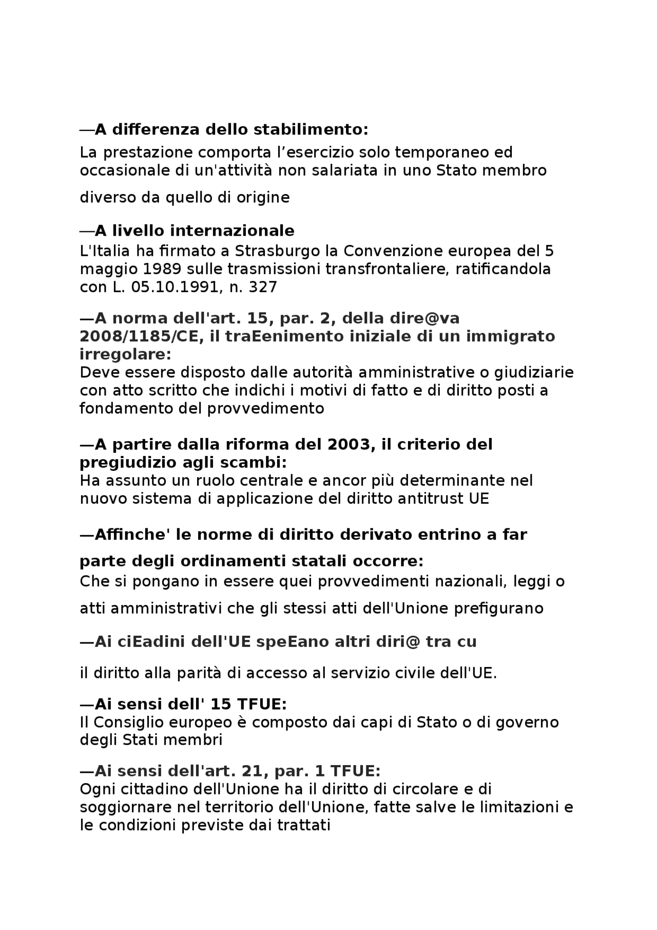 Risposte esame diritto comunitario - Docsity