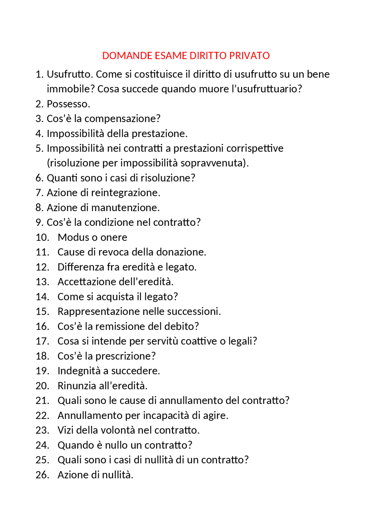 Domande Esame Diritto Privato Schemi E Mappe Concettuali Di Diritto