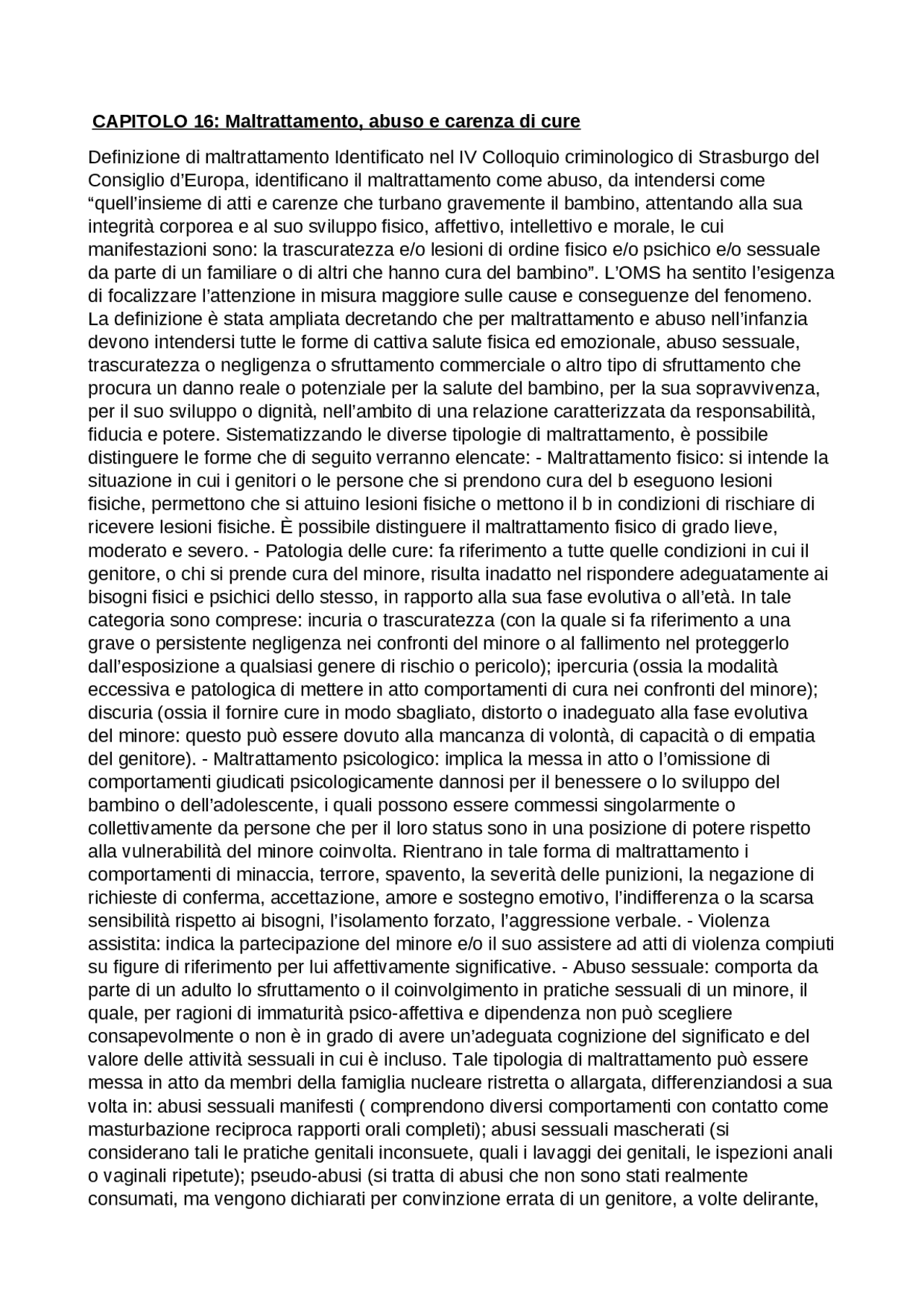 Funzione Genitoriale Capitolo 16 Docsity
