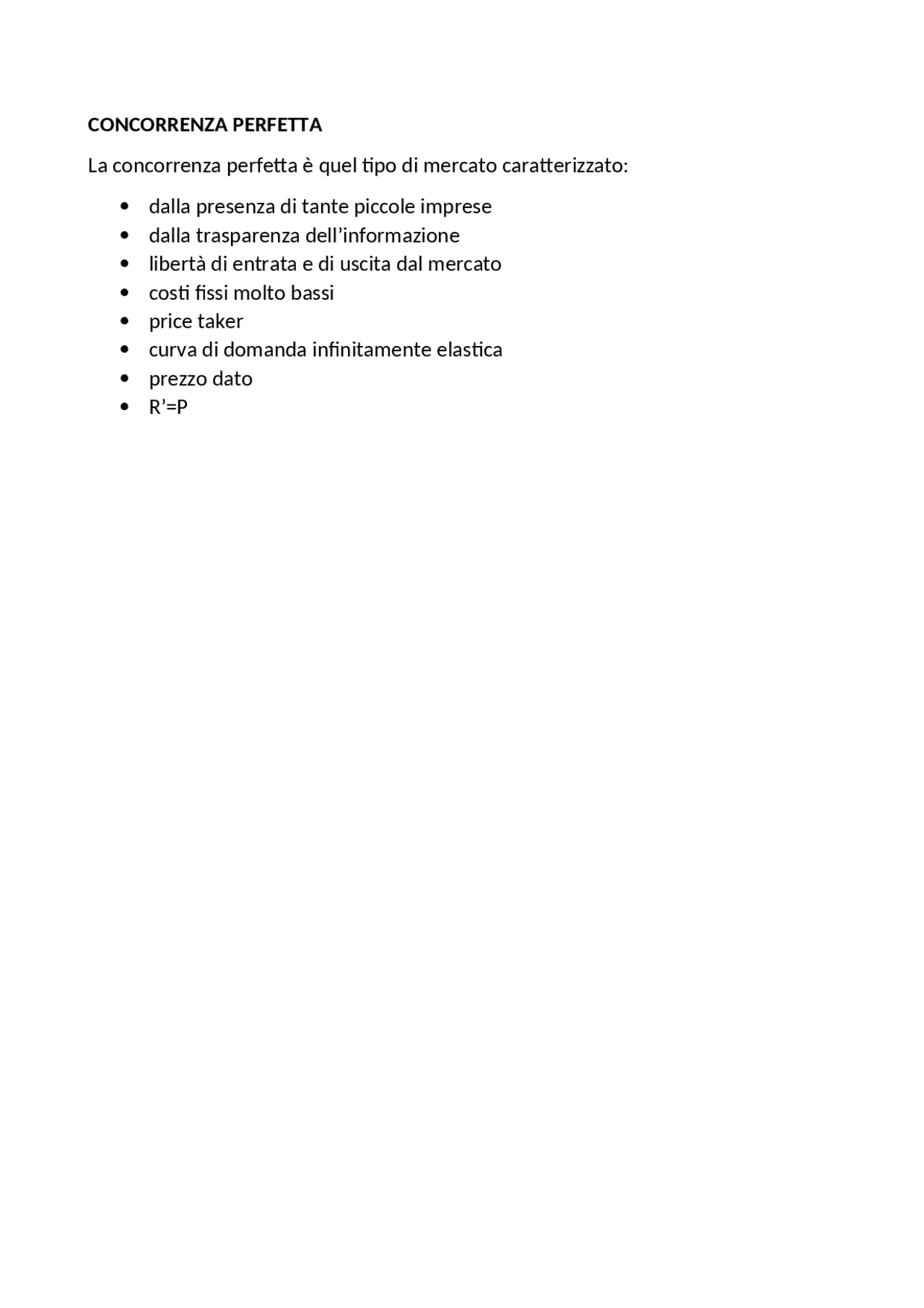 Concorrenza Perfetta Docsity