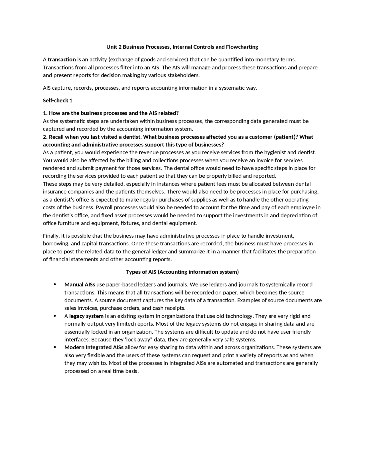 Introduction To Accounting Information Systems Docsity