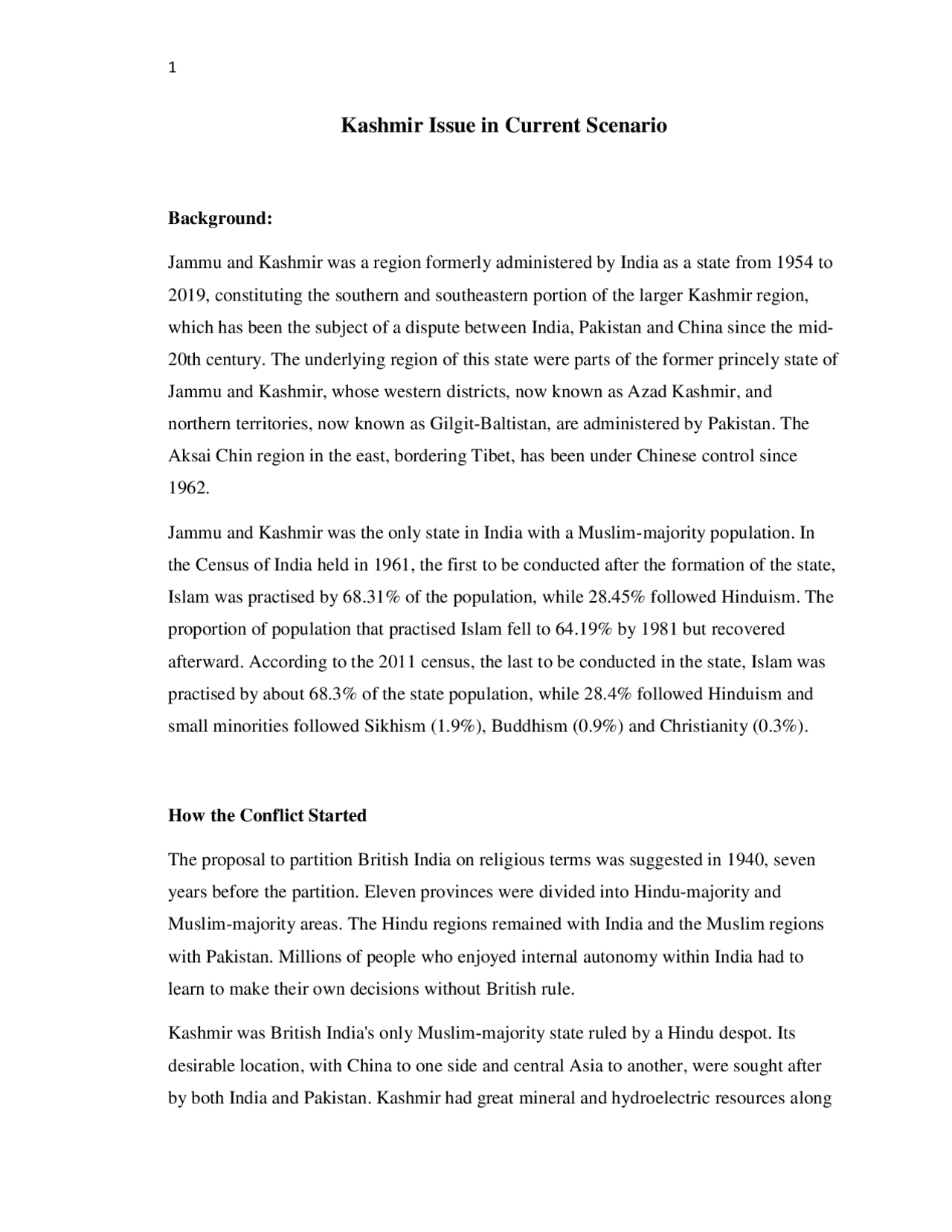 Kashmir Issue In Current Scenario Docsity