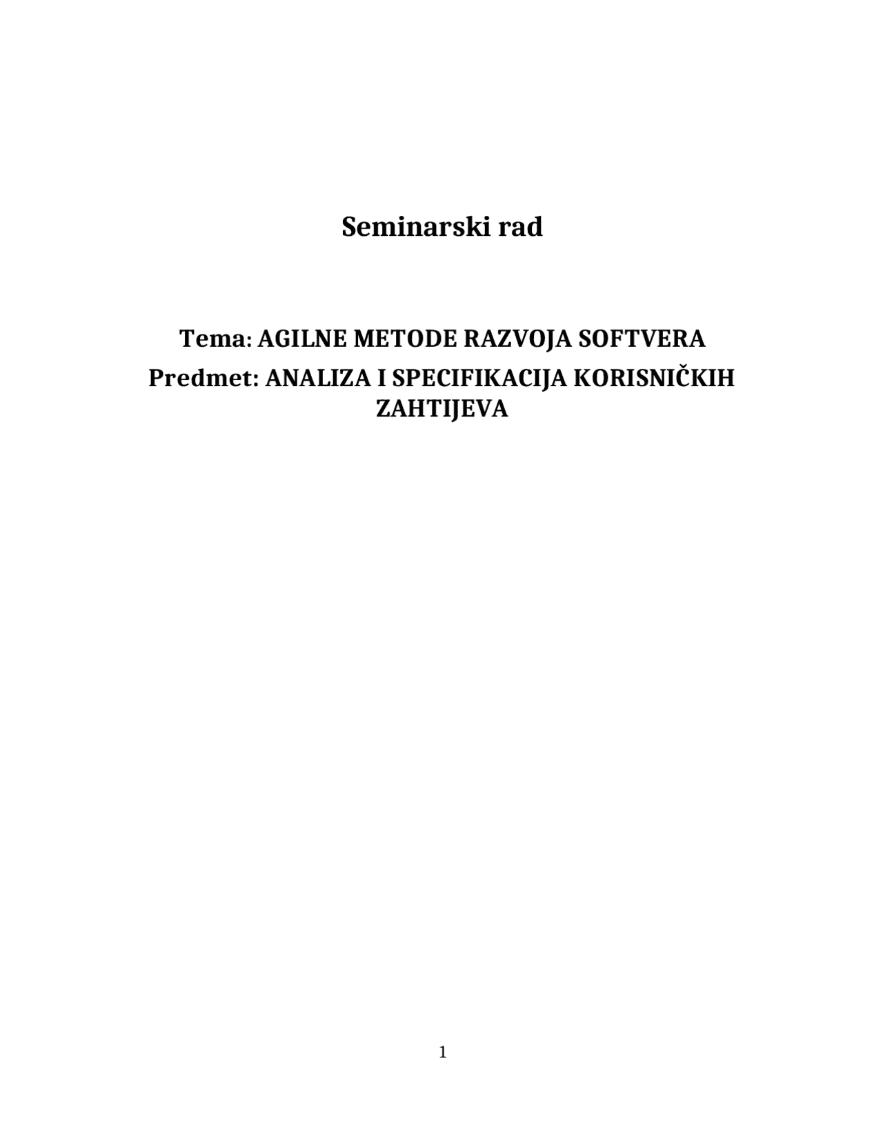 Agilne Metode Razvoja Softvera Seminarski Radovi Predlog Uvod U