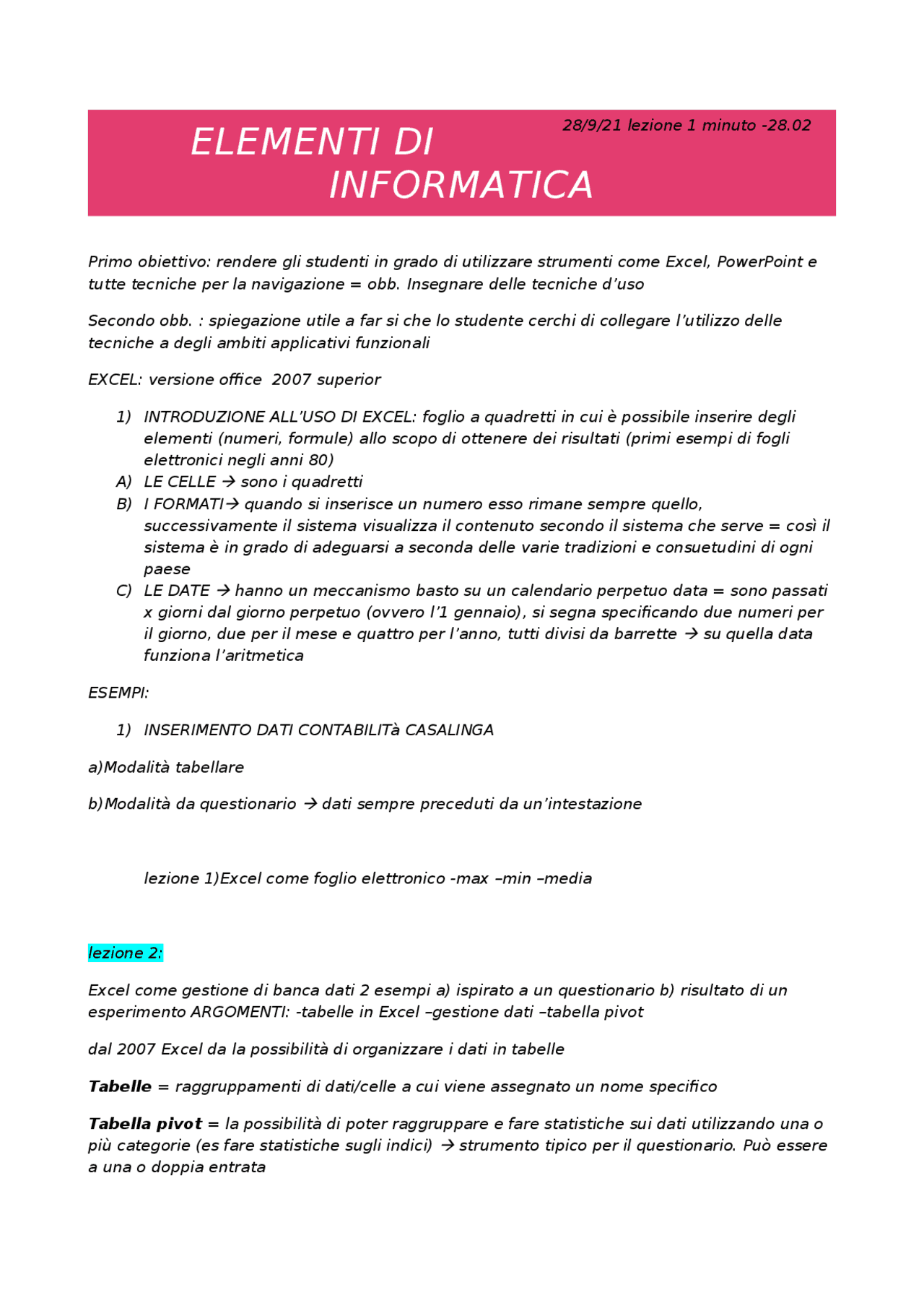 Elementi Di Informatica Docsity