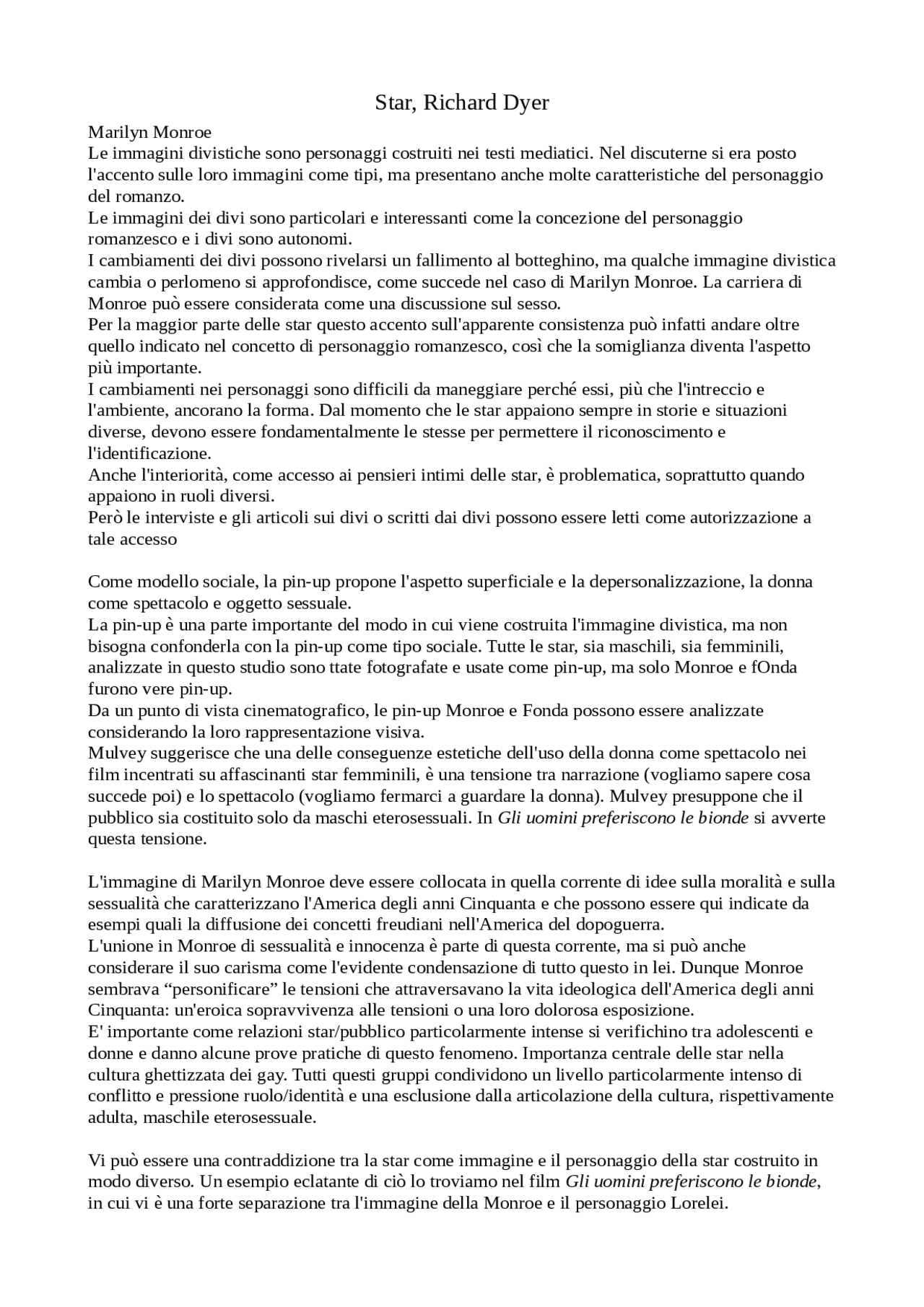 Riassunto Del Libro Star Di Dyer Docsity