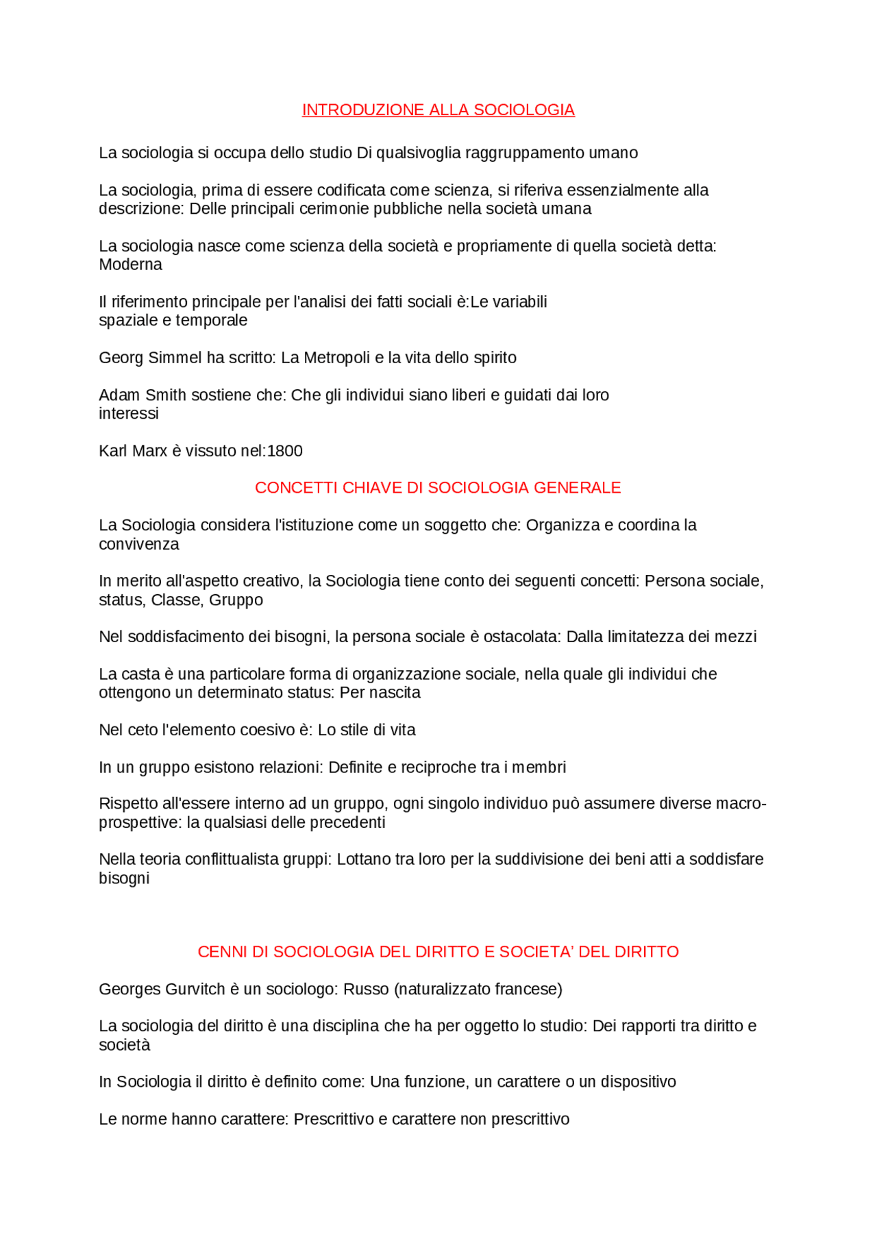 Sociologia Generale Scienze Turistiche L 15 Pegaso Docsity