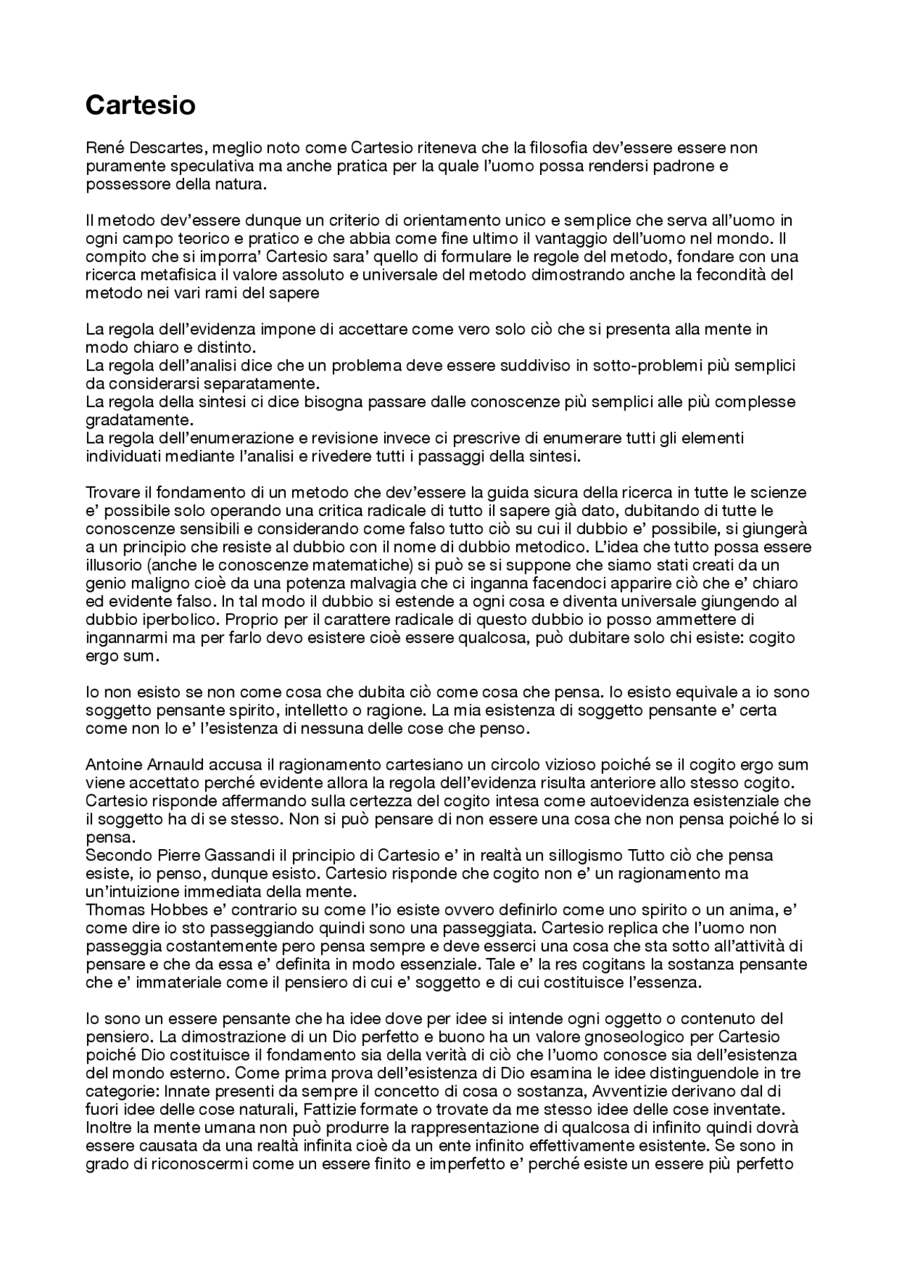 Filosofo Renato Cartesio Docsity
