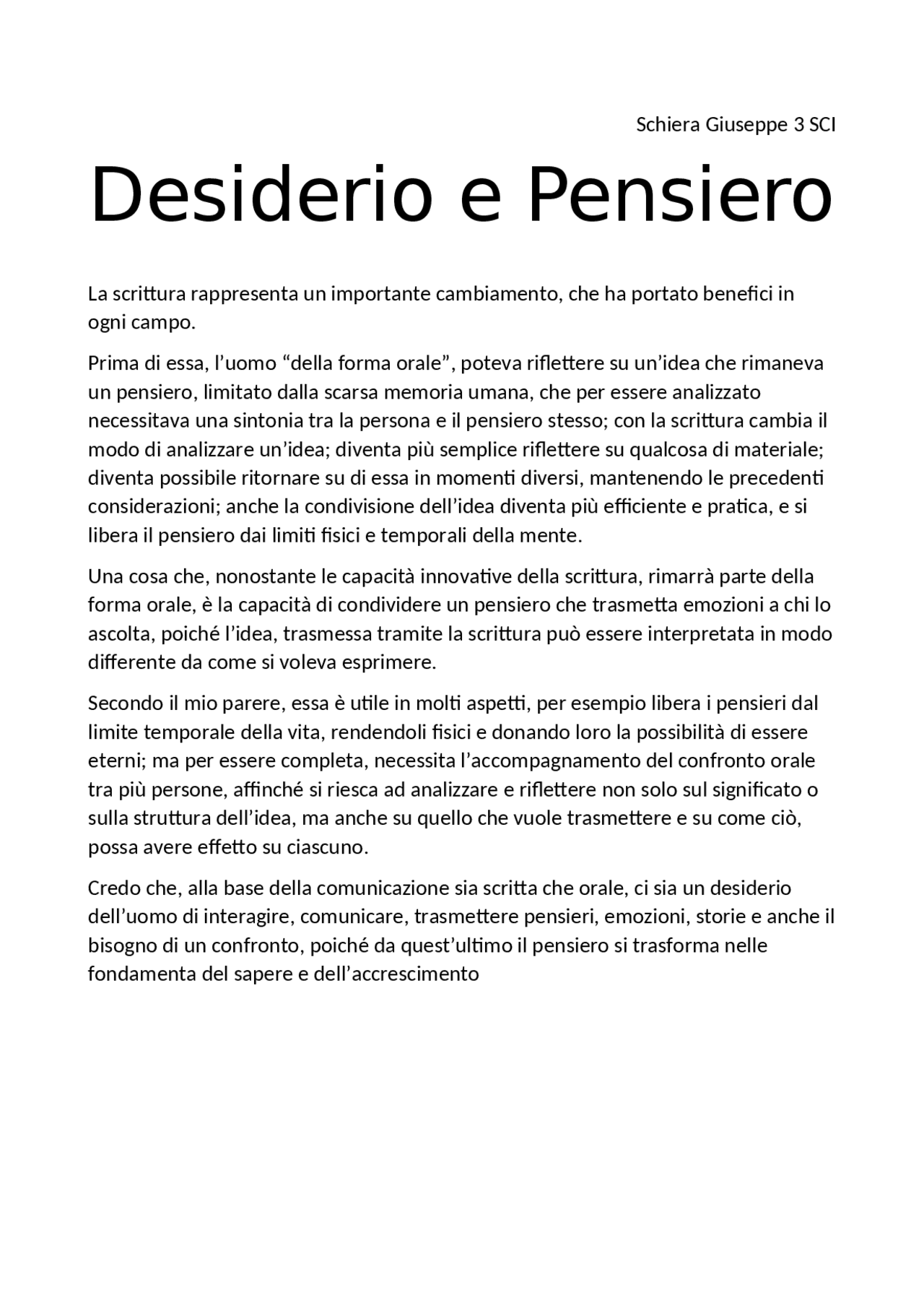 Pensiero E Desiderio Docsity