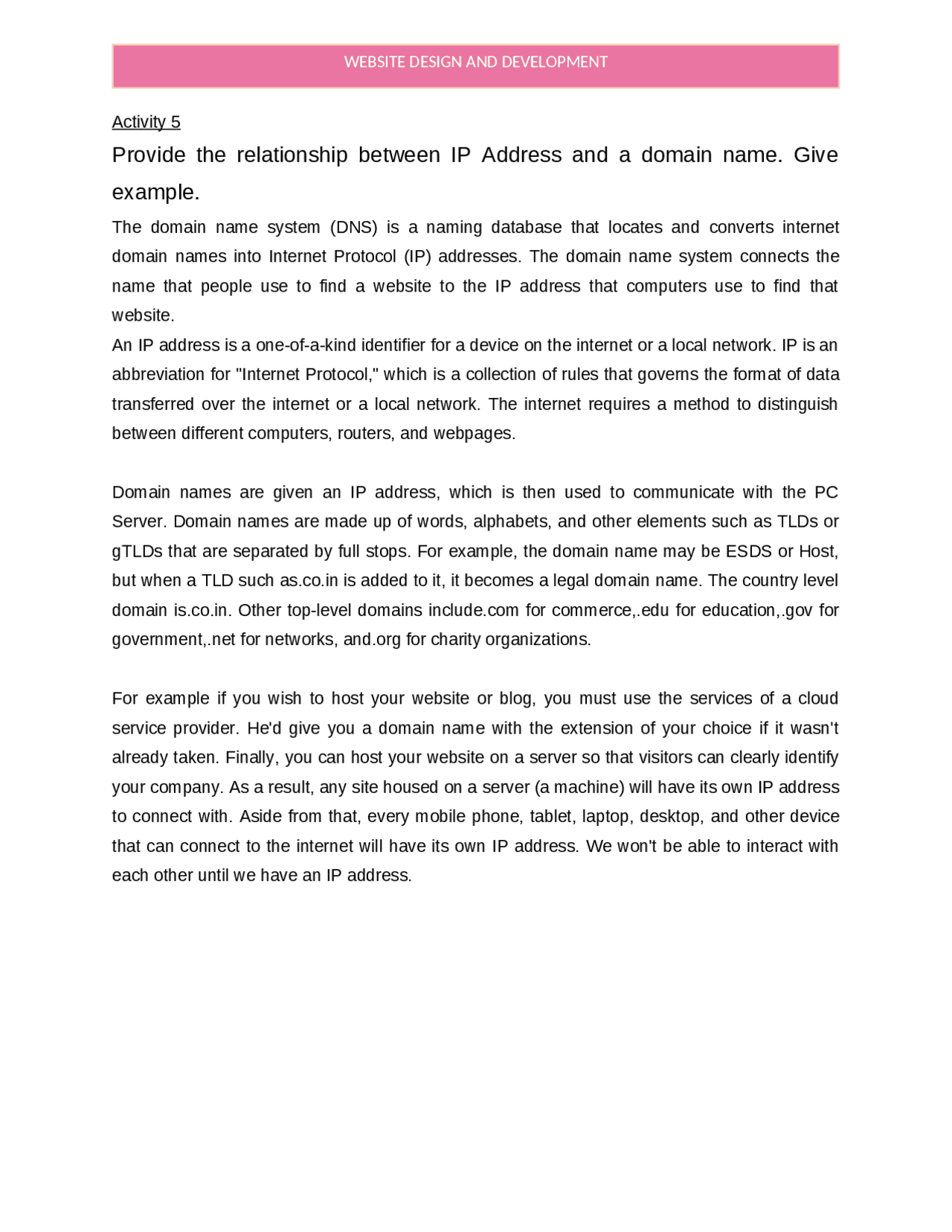 Website technologies level 5 HND 2021 - Docsity