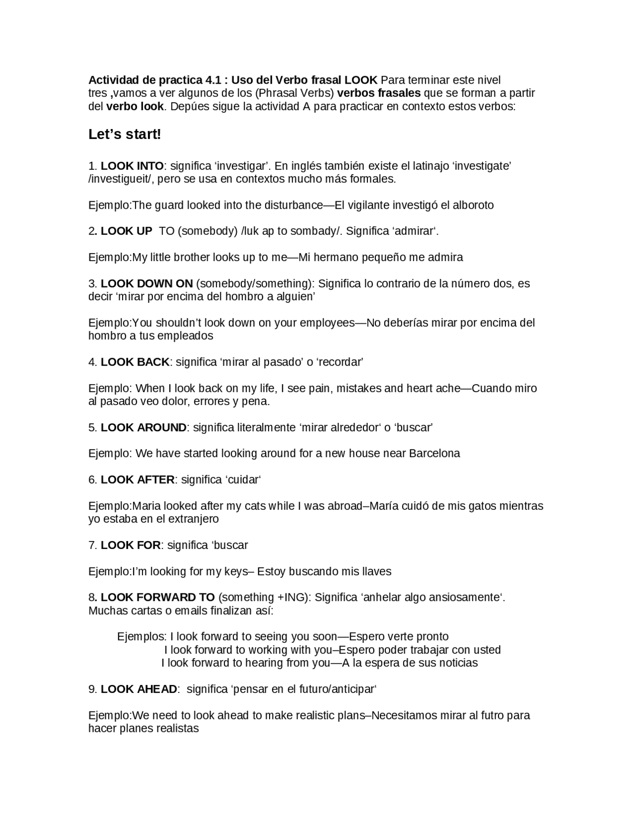 Ejercicios de ingles practico - Docsity