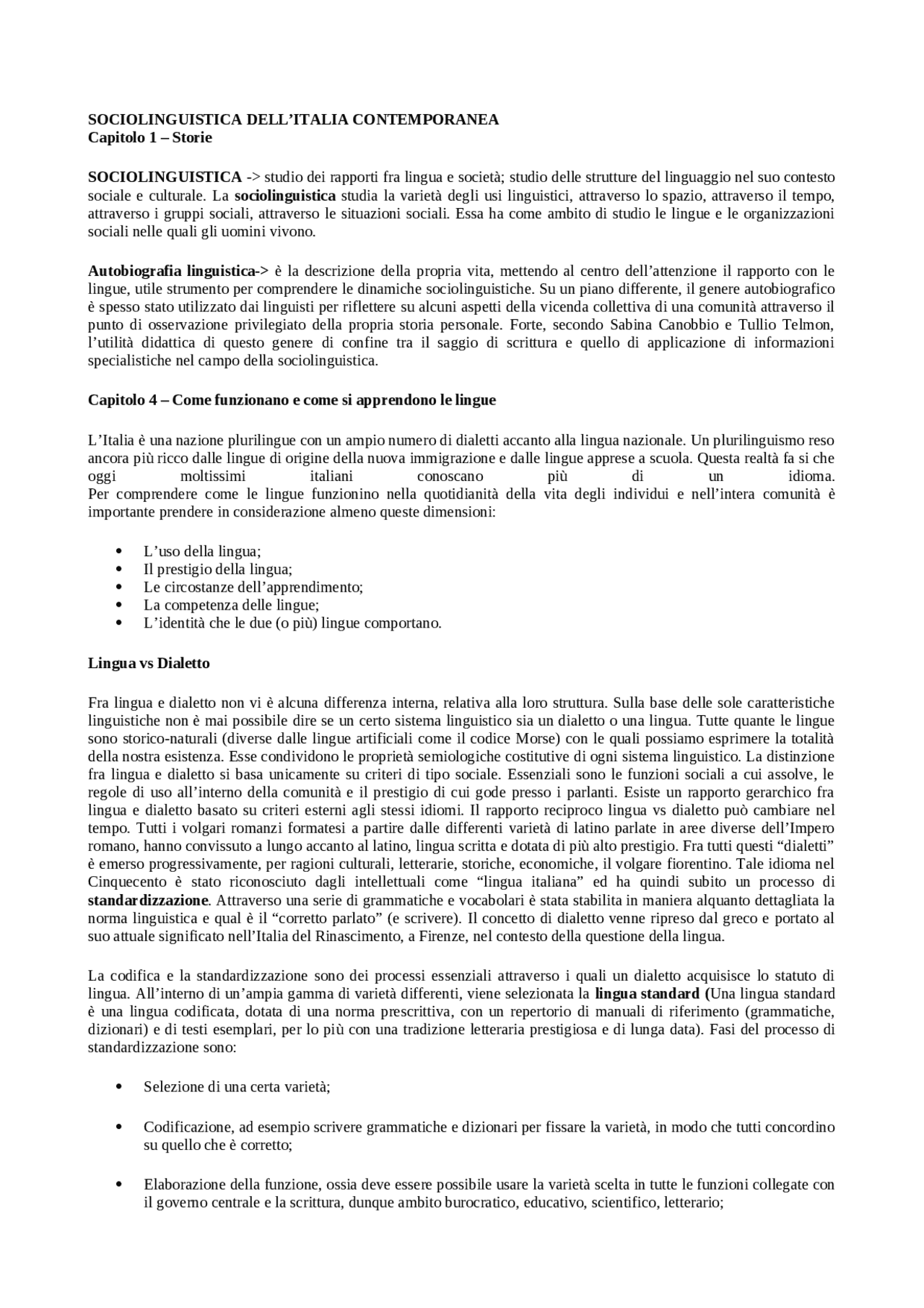 Riassunto Sociolinguistica Docsity