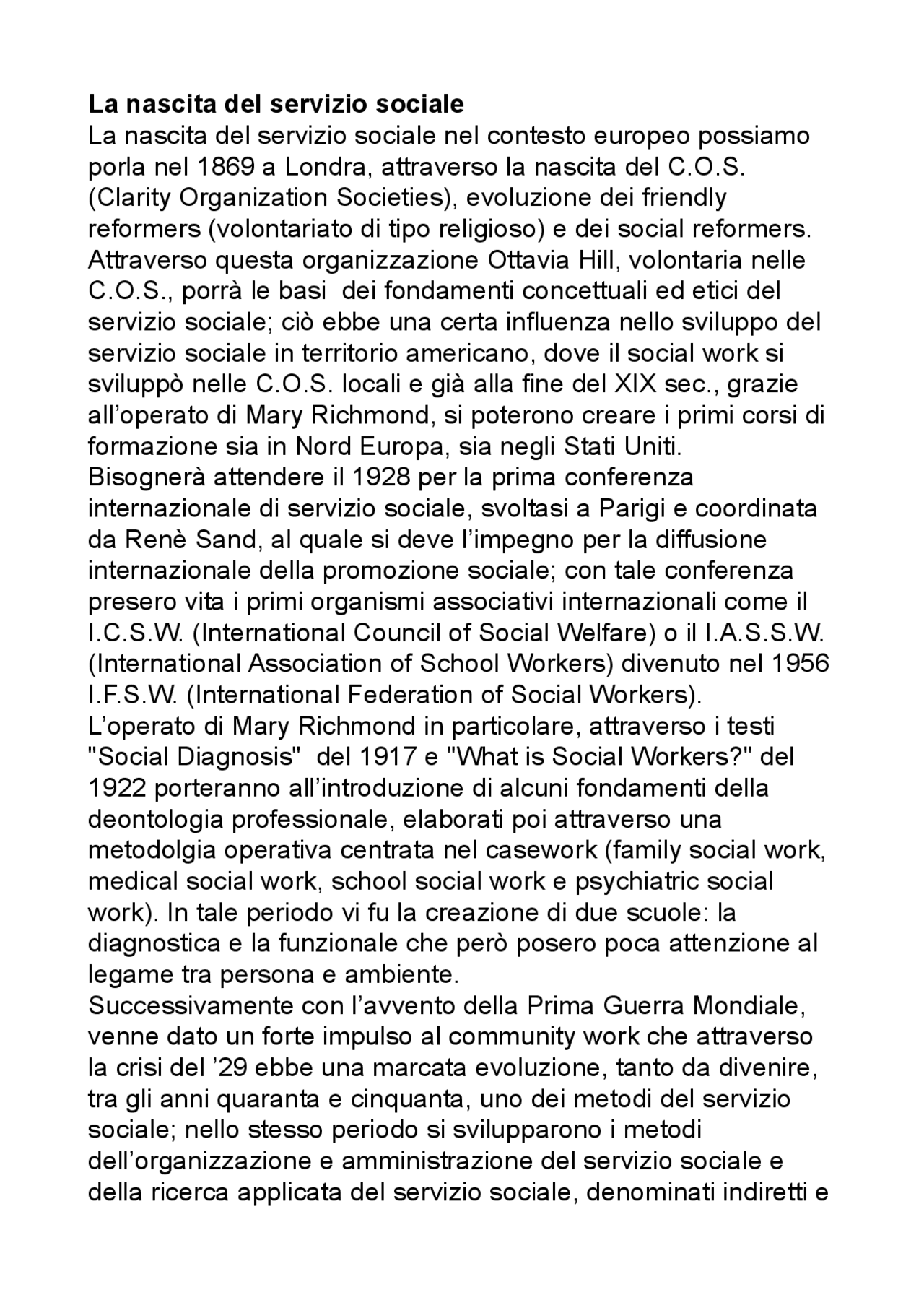 Appunti Di Principi E Fondamenti Del Servizio Sociale Docsity