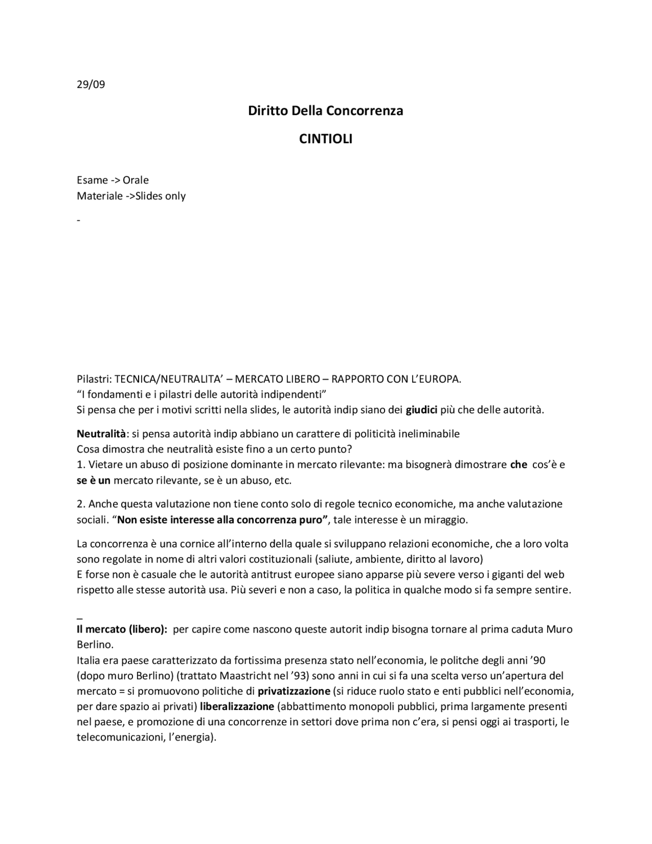 Diritto della Concorrenza e tutela del consumatore - Docsity