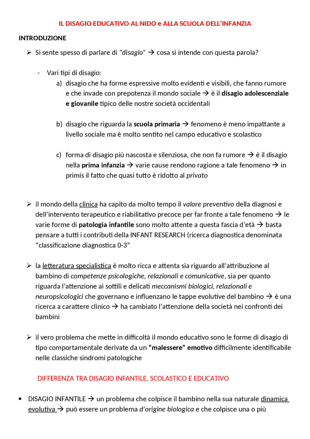Il Disagio Educativo Docsity