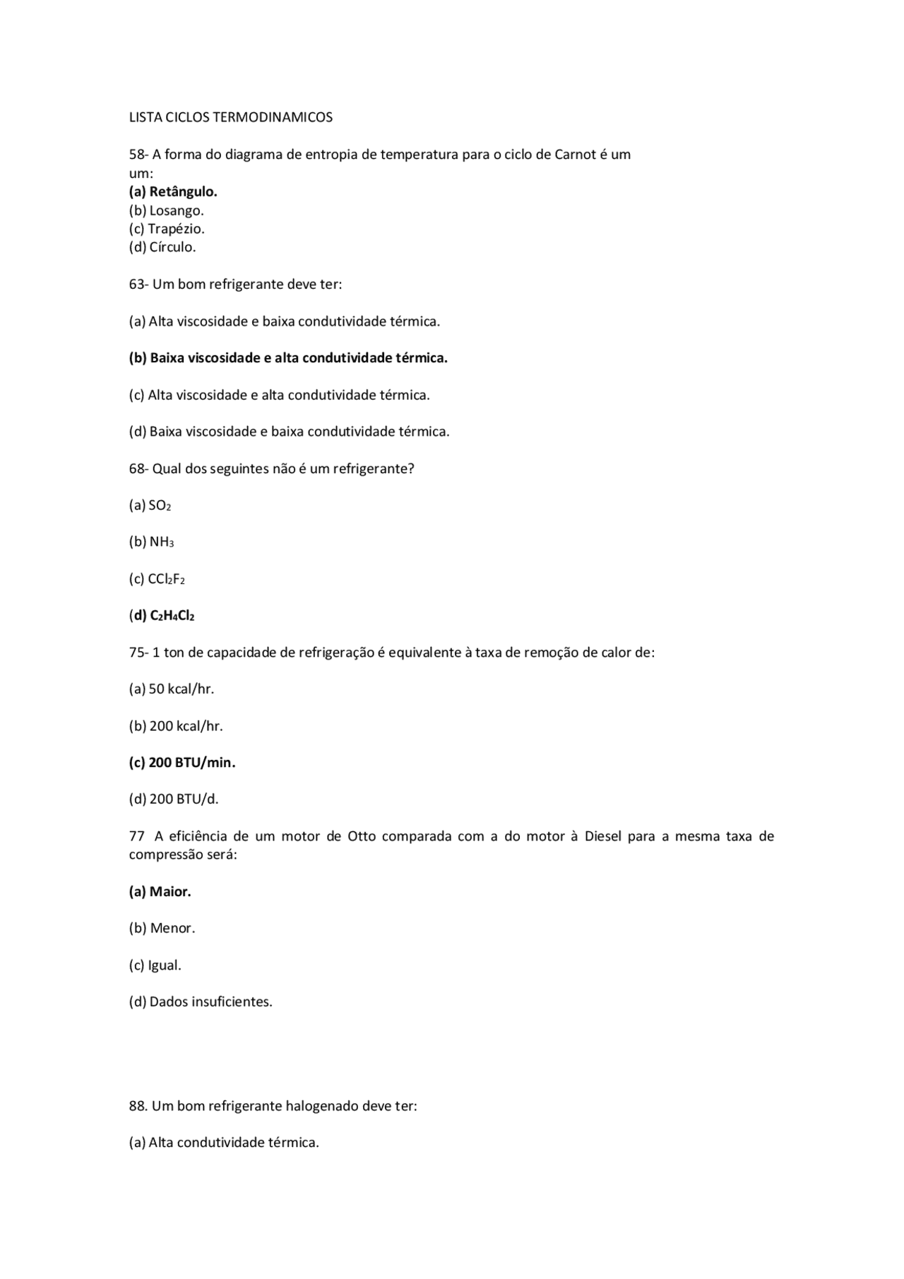 Lista 1 Termodinâmica Química Docsity