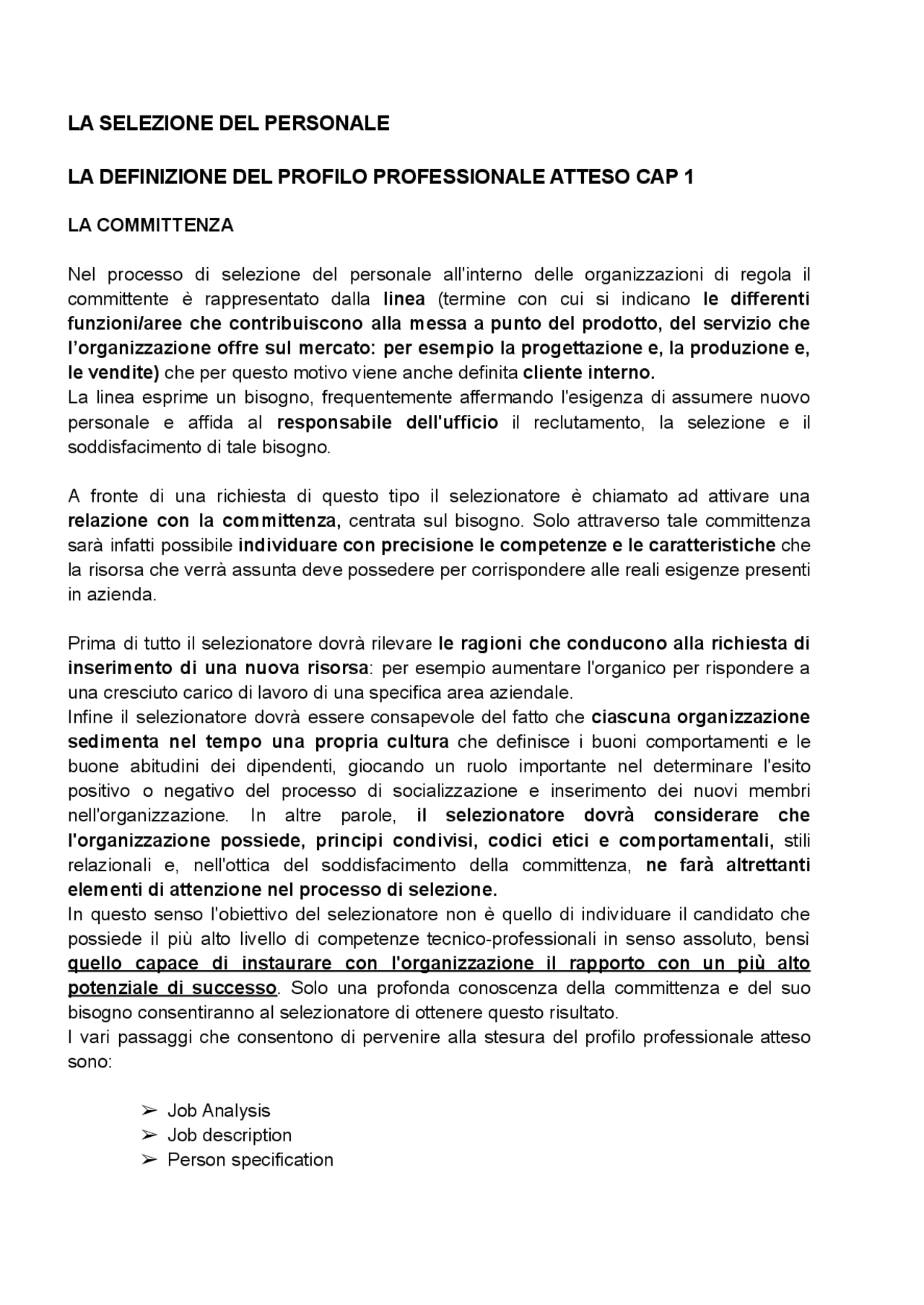 La Selezione Del Personale Docsity