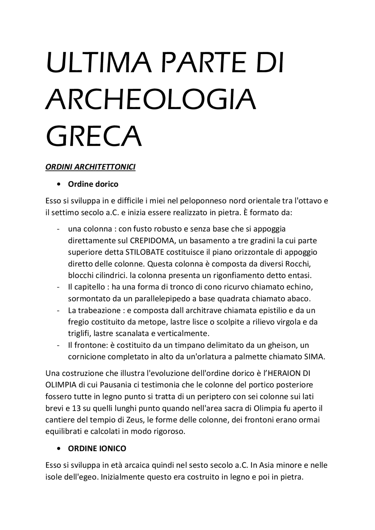 Appunti Di Archeologia Classica Docsity