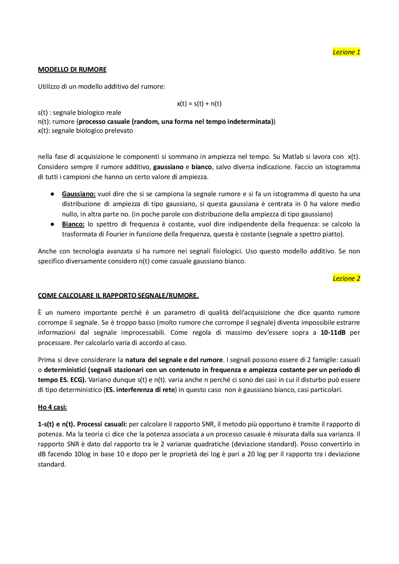 Elaborazione Segnali Biomedica Docsity