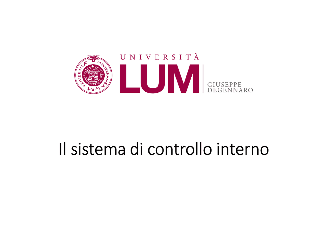 Sistemi Di Controllo Interno Docsity