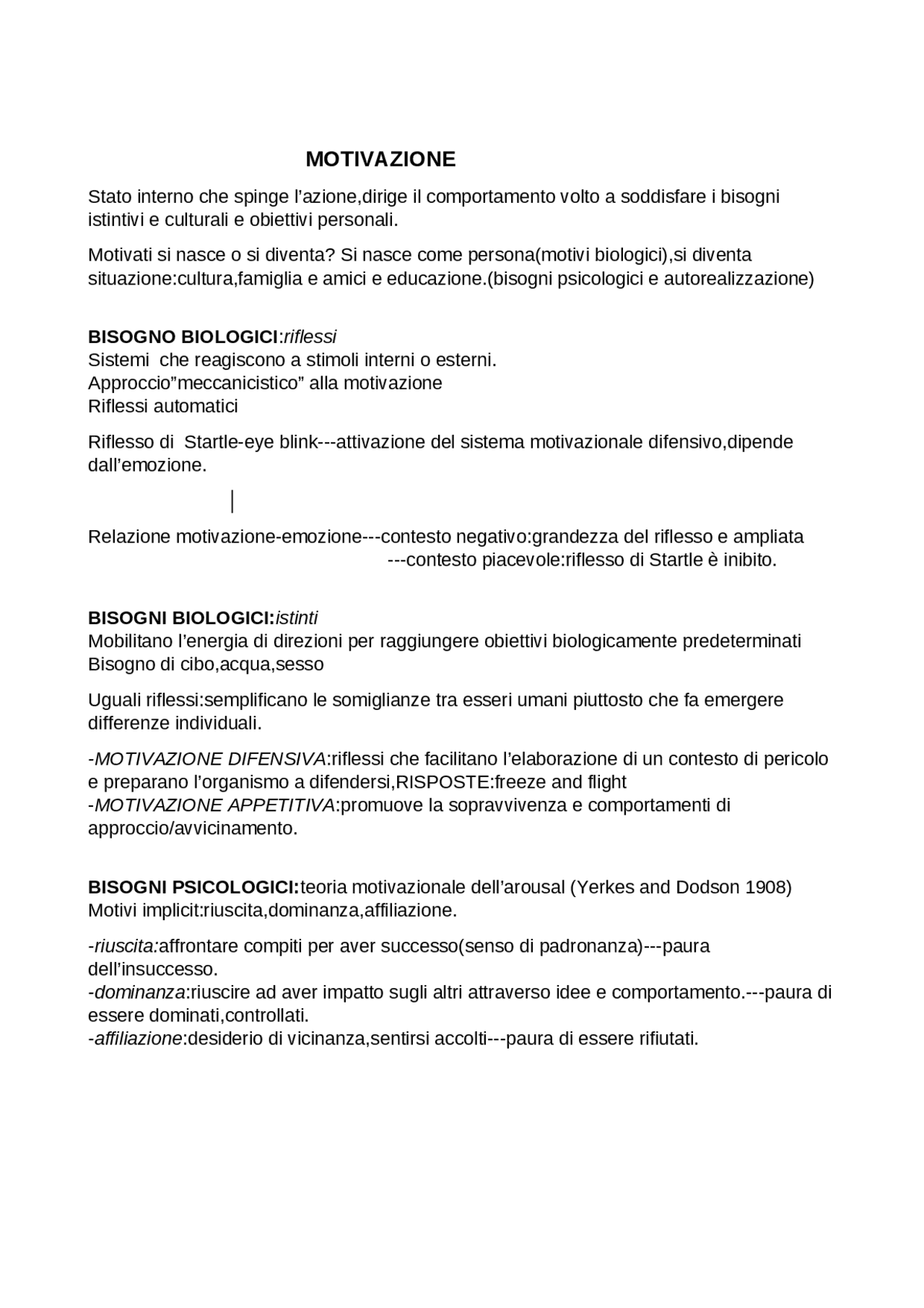 Riassunto Argomento Sulla Motivazione Docsity