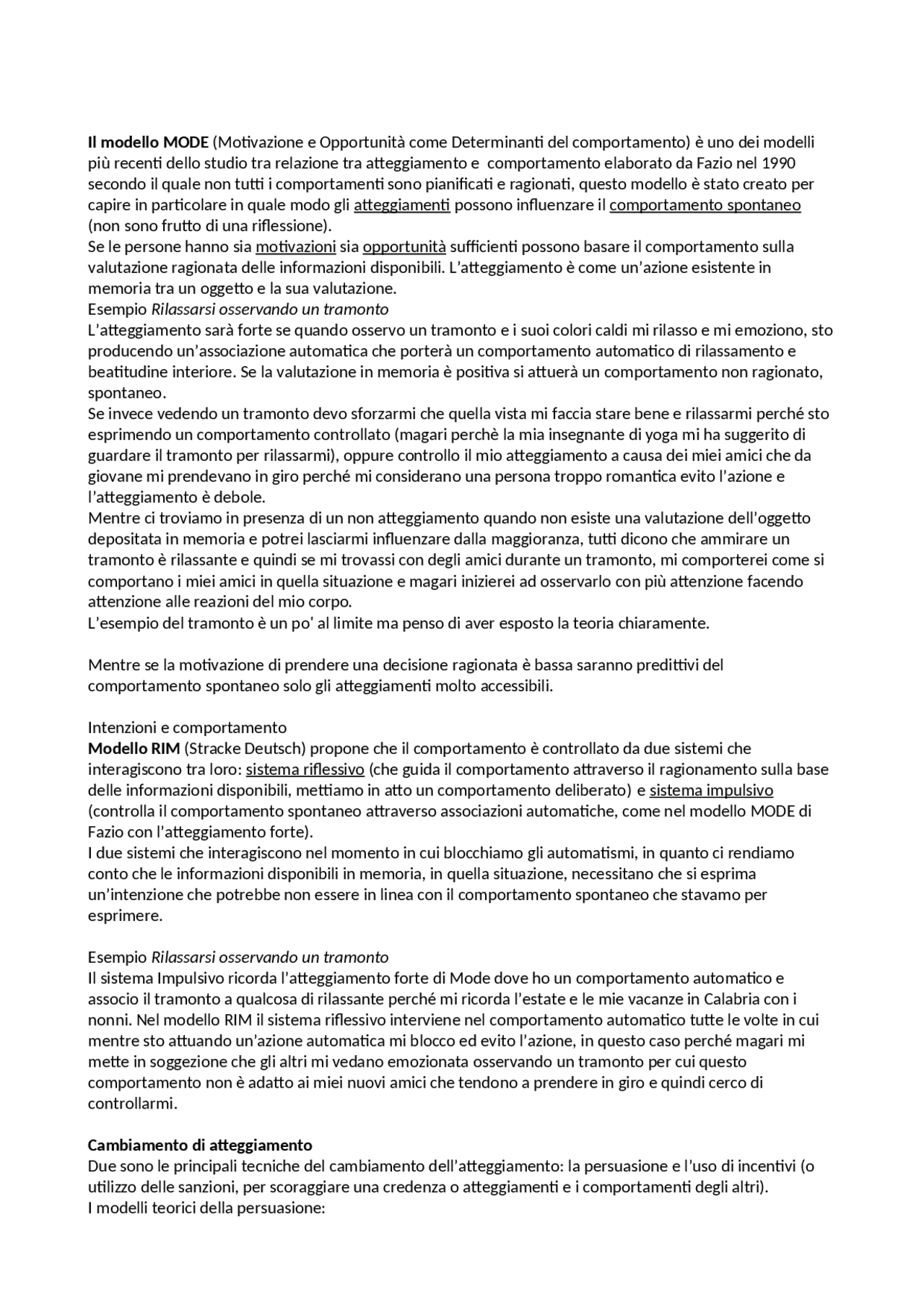Atteggiamenti Modelli Docsity