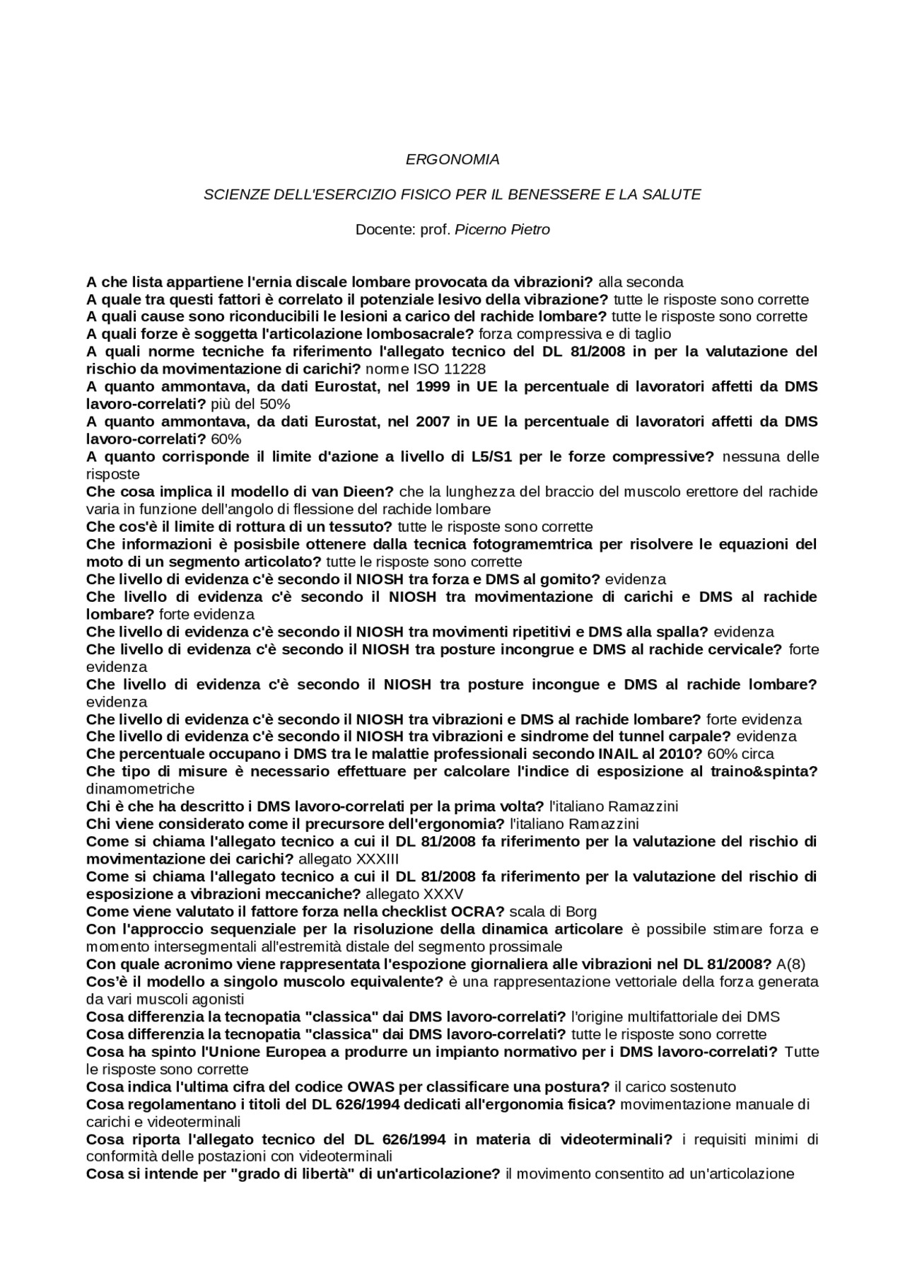 Paniere Di Ergonomia Completo Aggiornato Al 2022 Lm67 Docsity