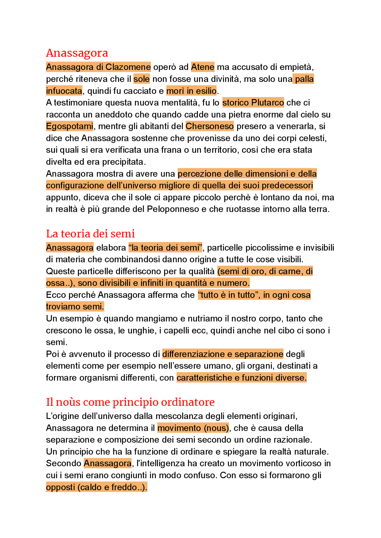 Tutto Su Il Filosofo Anassagora Docsity