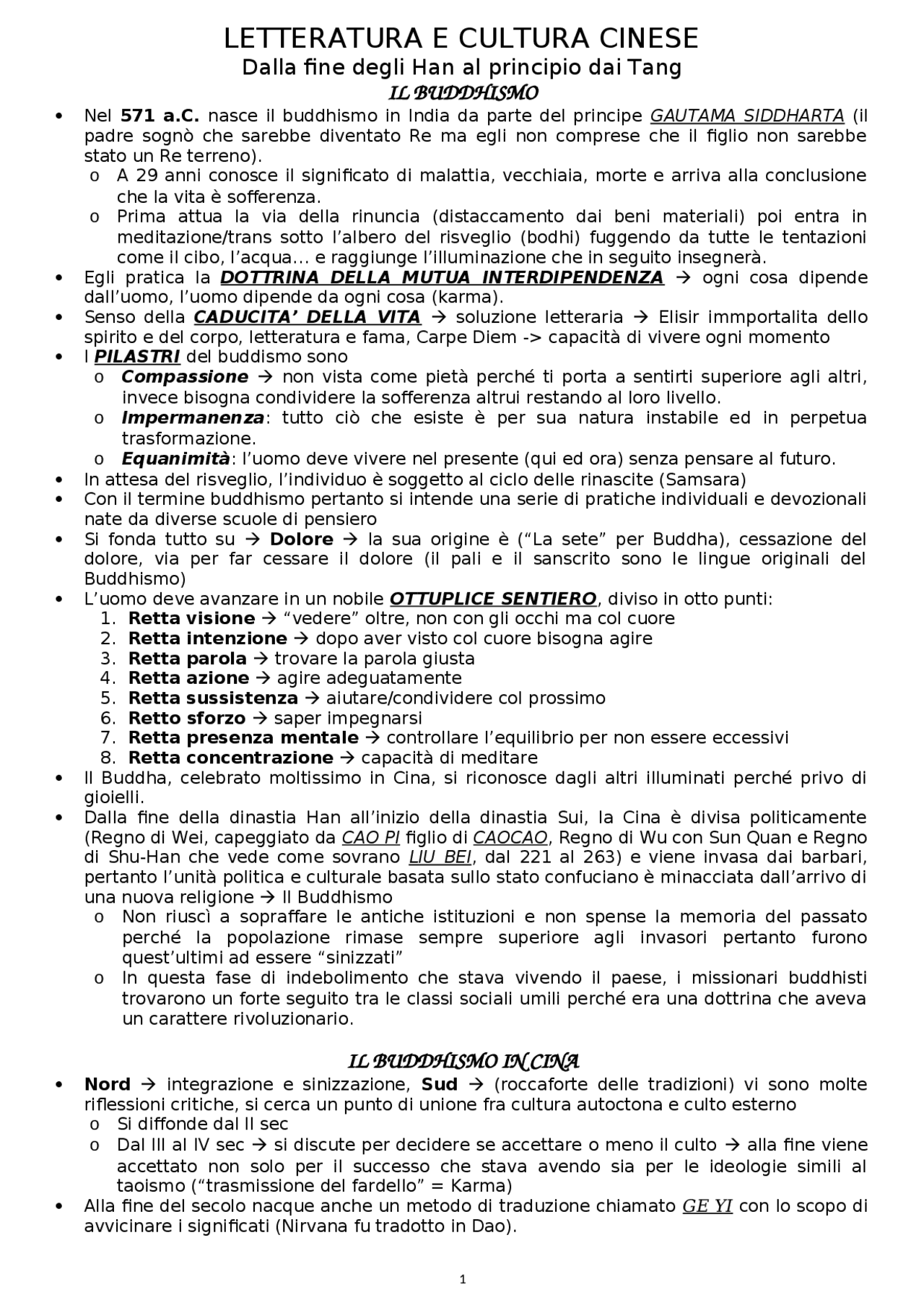 Letteratura Cinese Dagli Han Al Principio Dei Tang Docsity