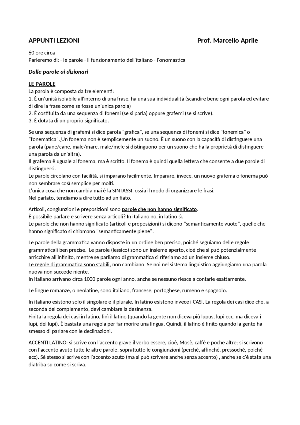 Appunti e dispense di italiano e inglese - Docsity