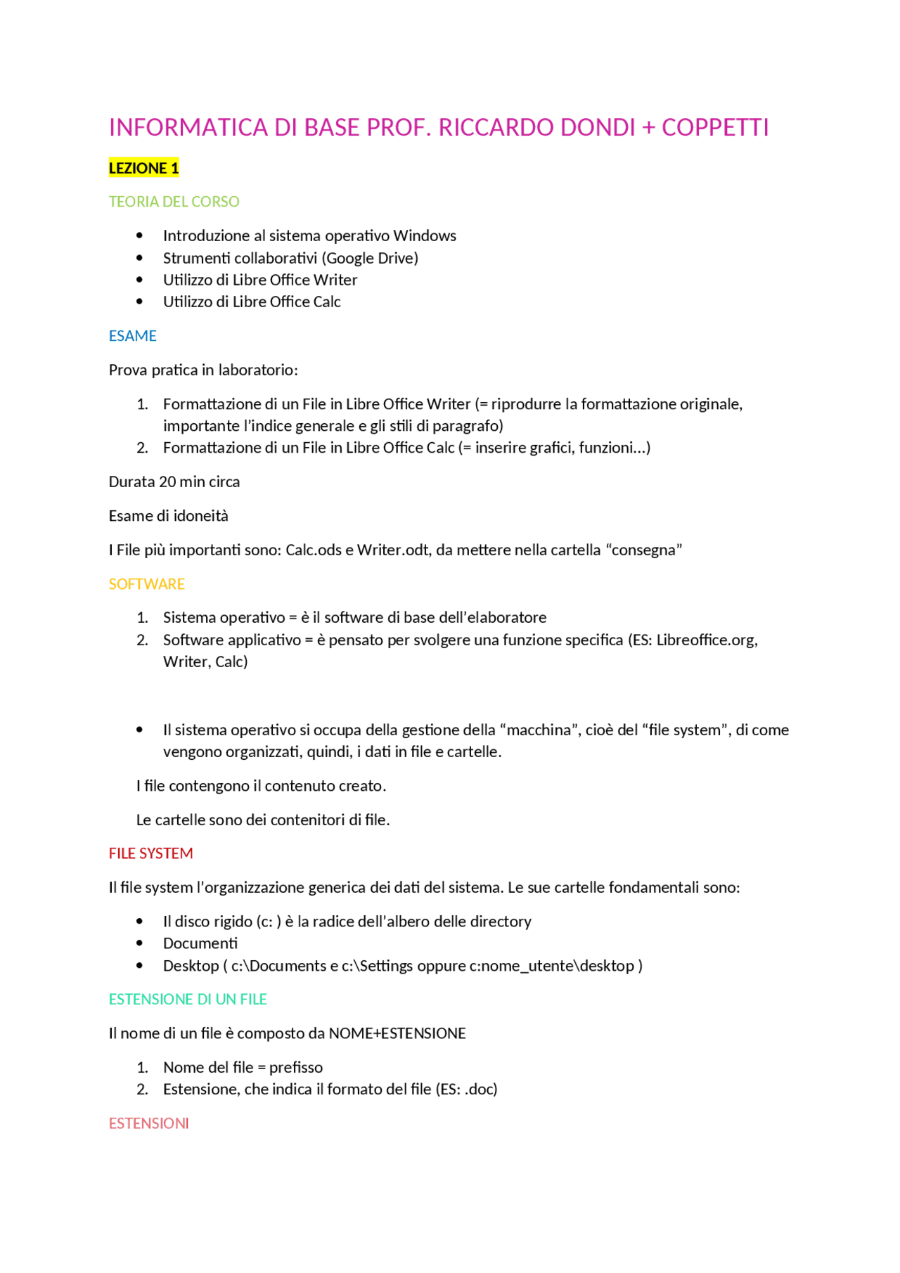 Nozioni Informatica Di Base Docsity