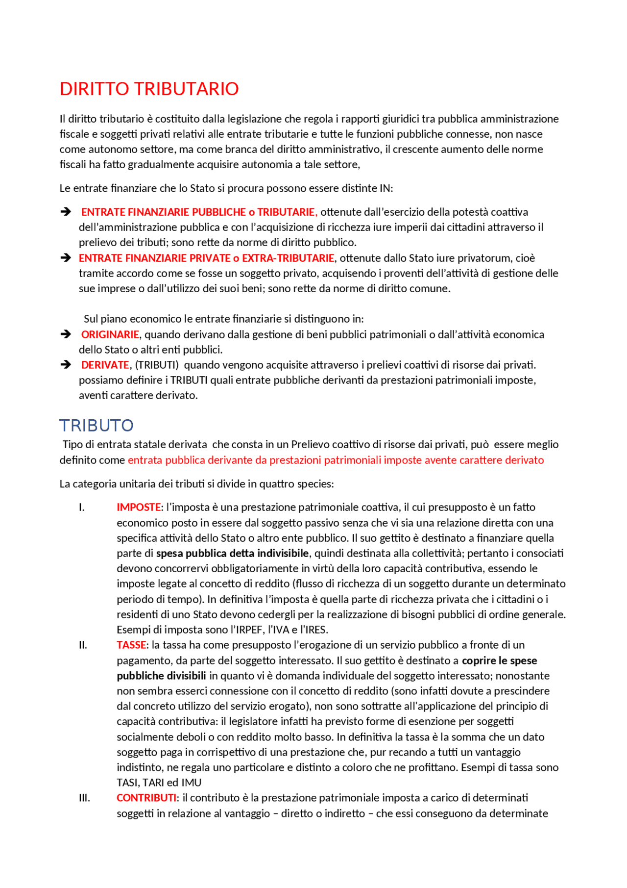 Diritto tributario diritto tributario - Docsity