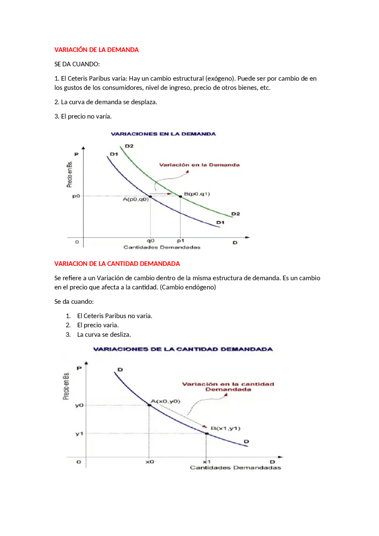 Variacion de la demanda y cantidad demanda - Docsity