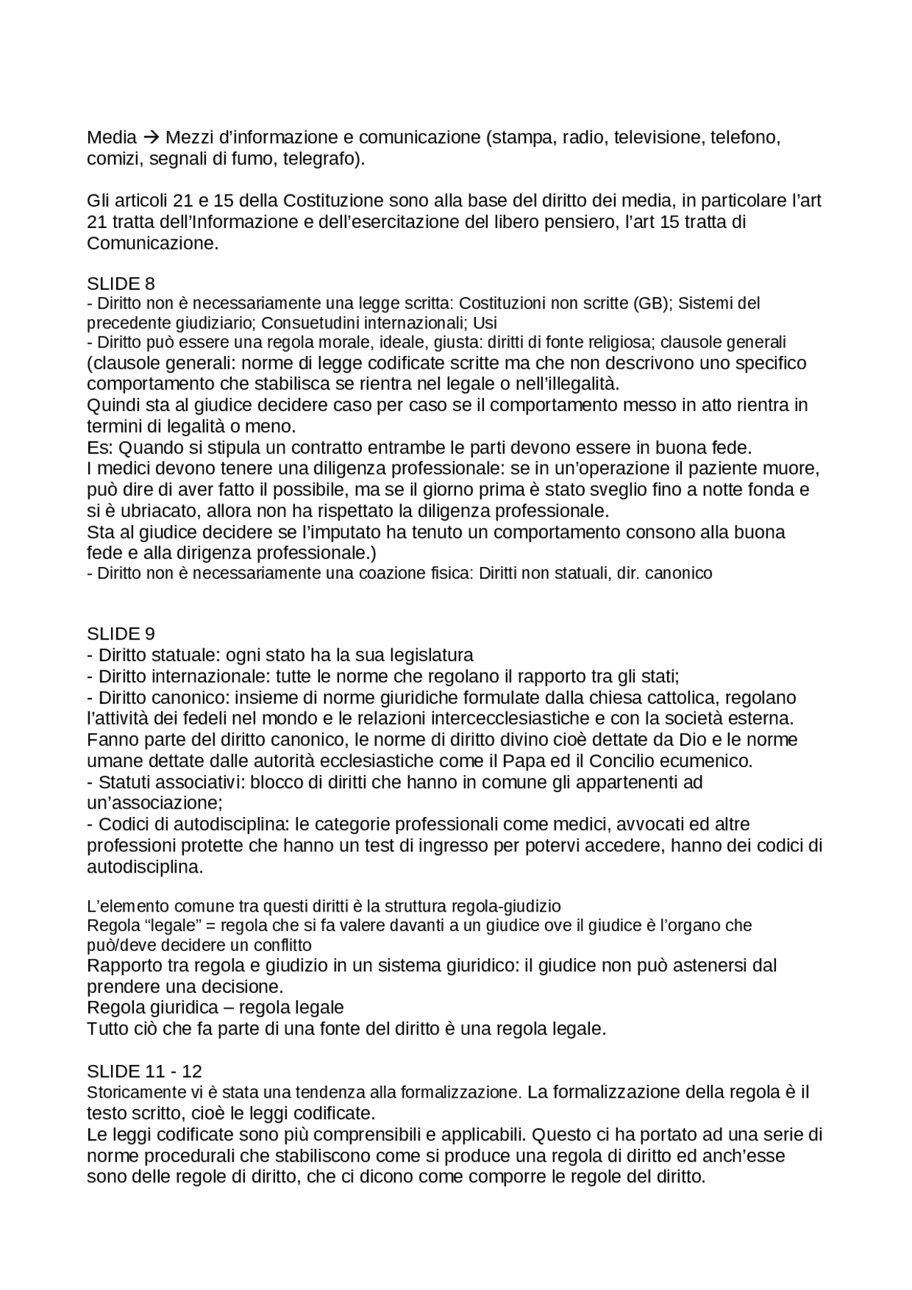 Riassunti Slides Lezioni Docsity
