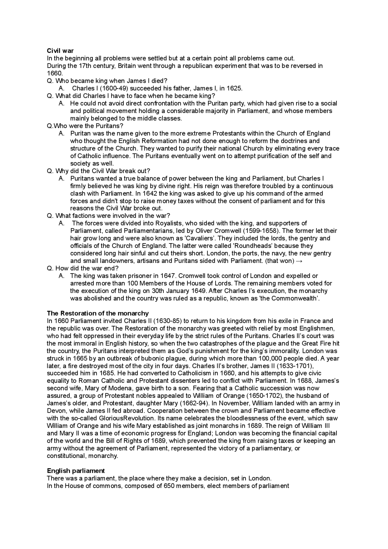 Civil War and the rise of novel - Docsity