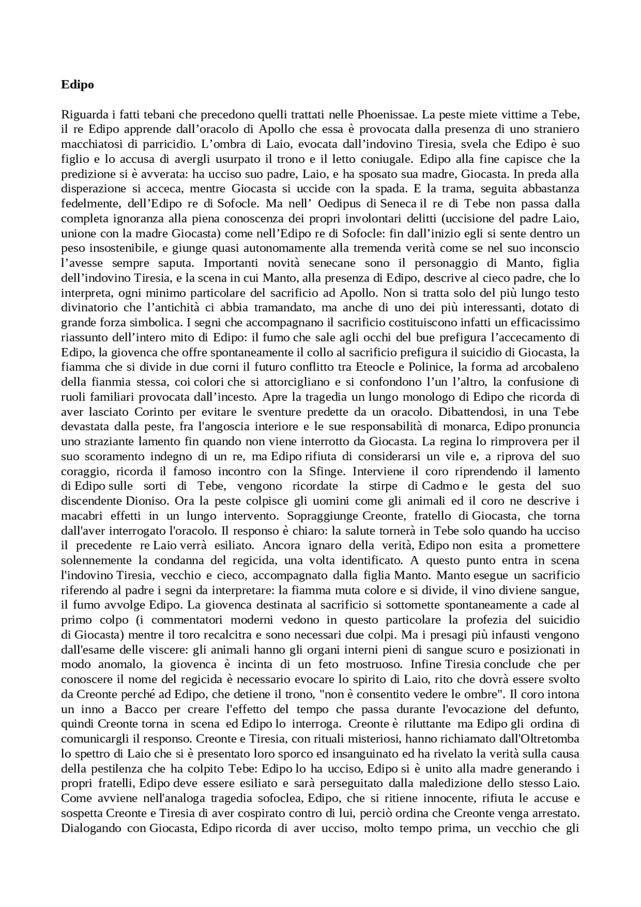 Riassunto Veloce Edipo Docsity