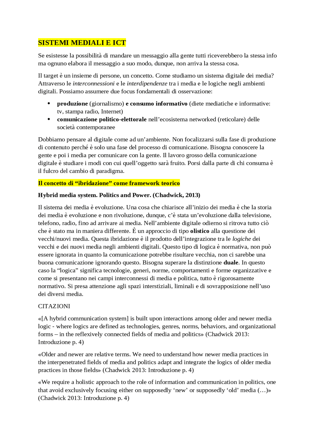 Appunti sistemi mediali e ICT | Appunti di Sistemi Digitali | Docsity