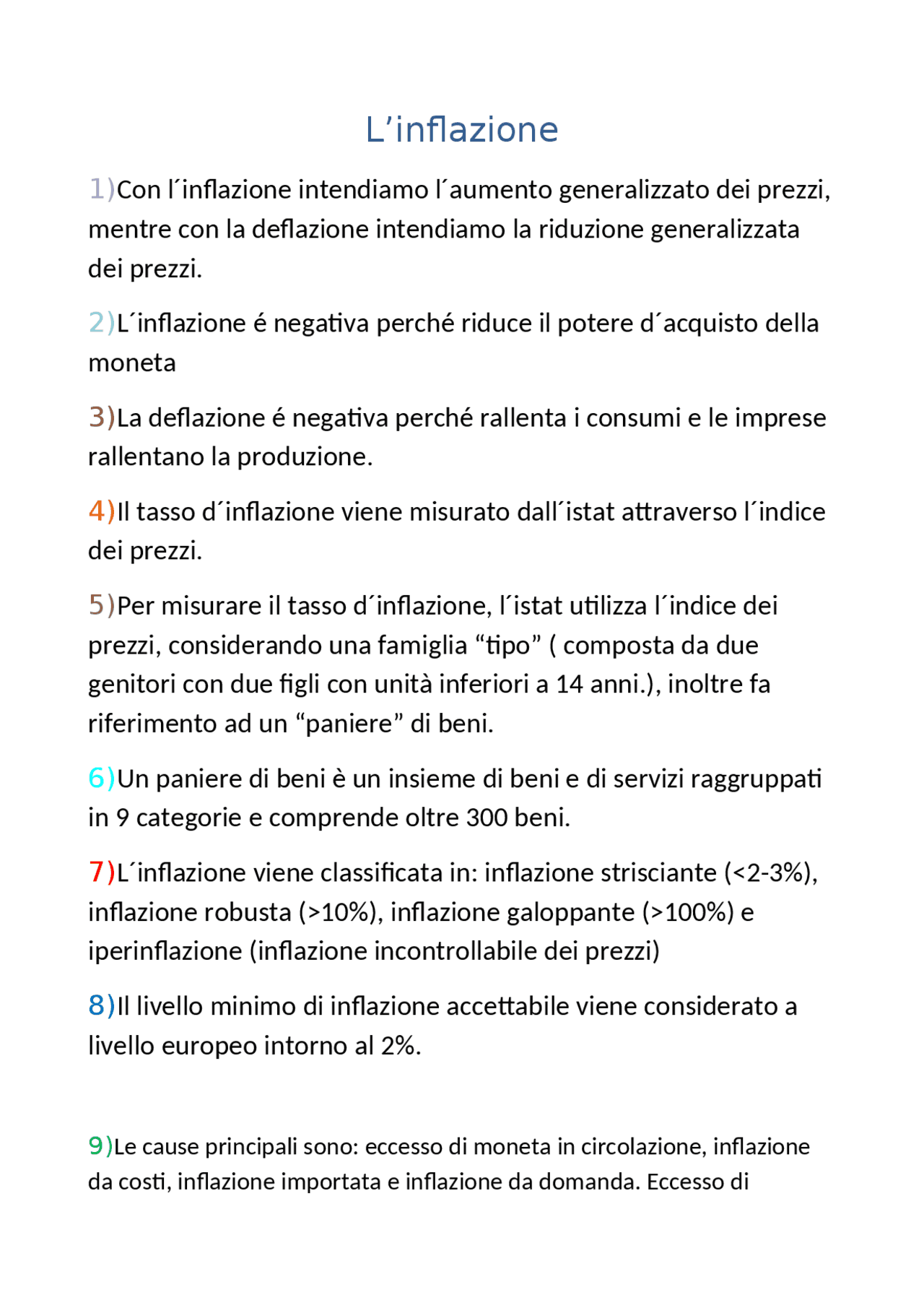 Linflazione Domande Docsity