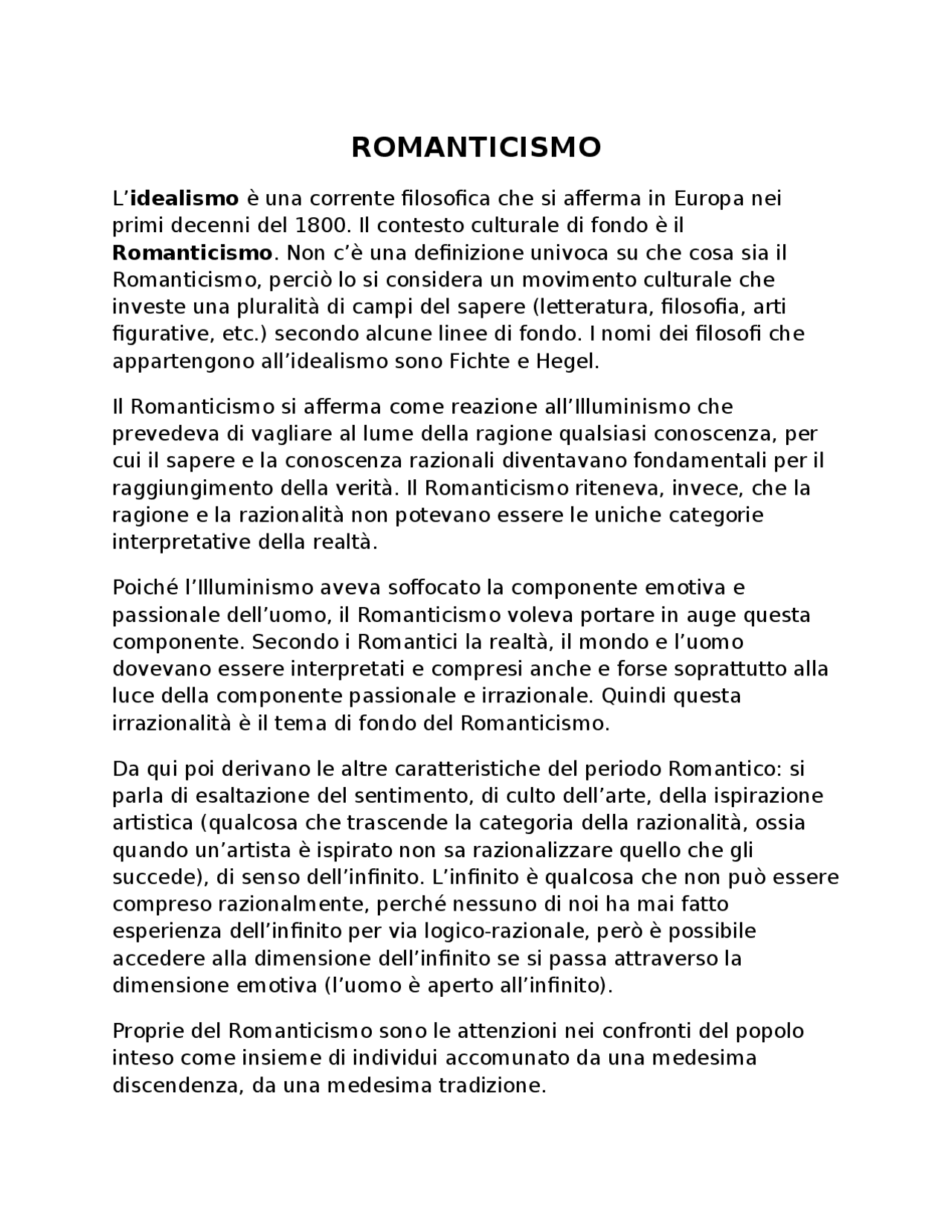 Romanticismo Appunti Di Filosofia Docsity