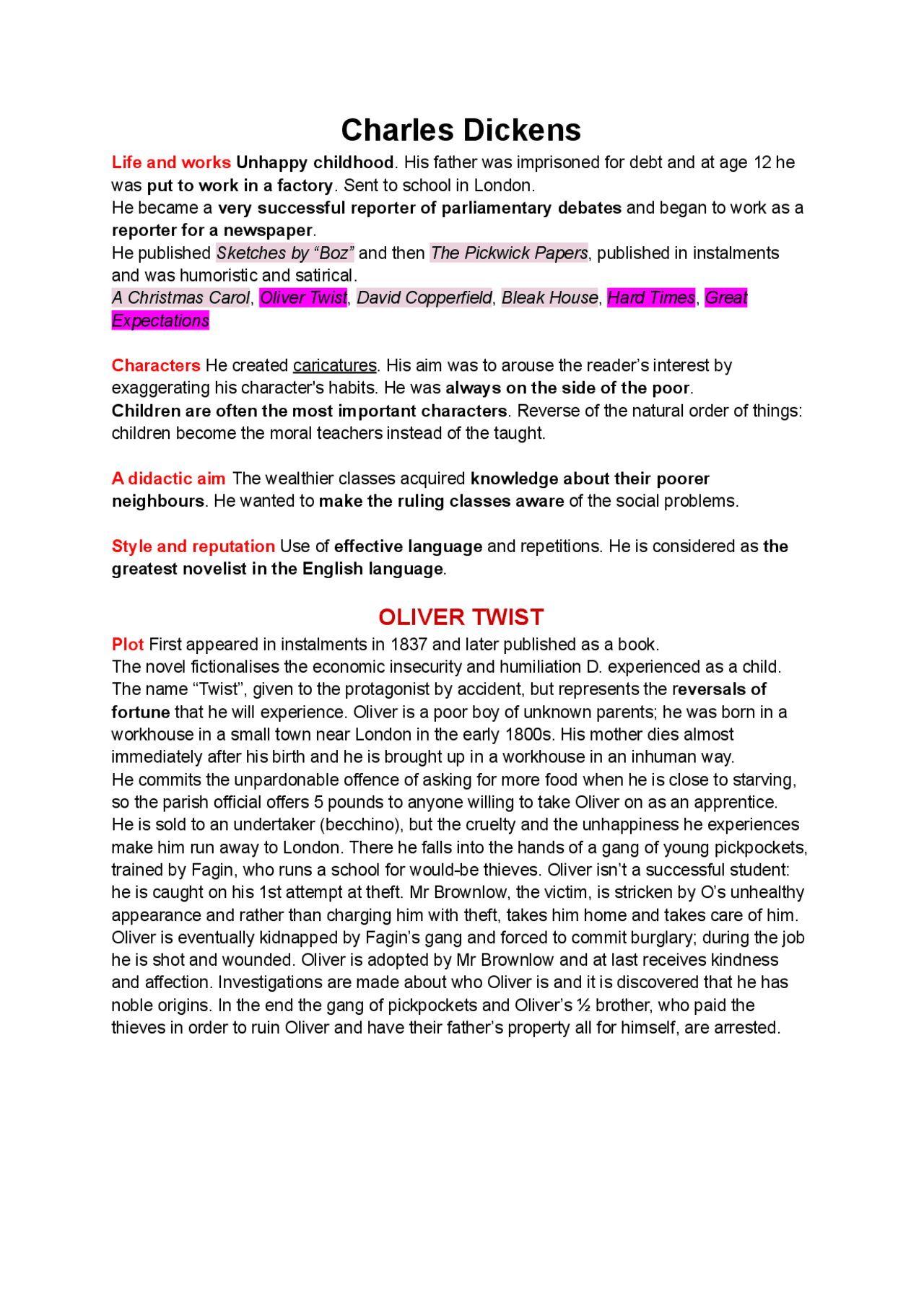 Charles Dickens Docsity